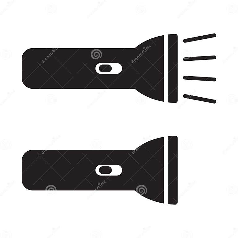 Flashlight Icon, on and Off Flashlight Icons. Stock Vector ...