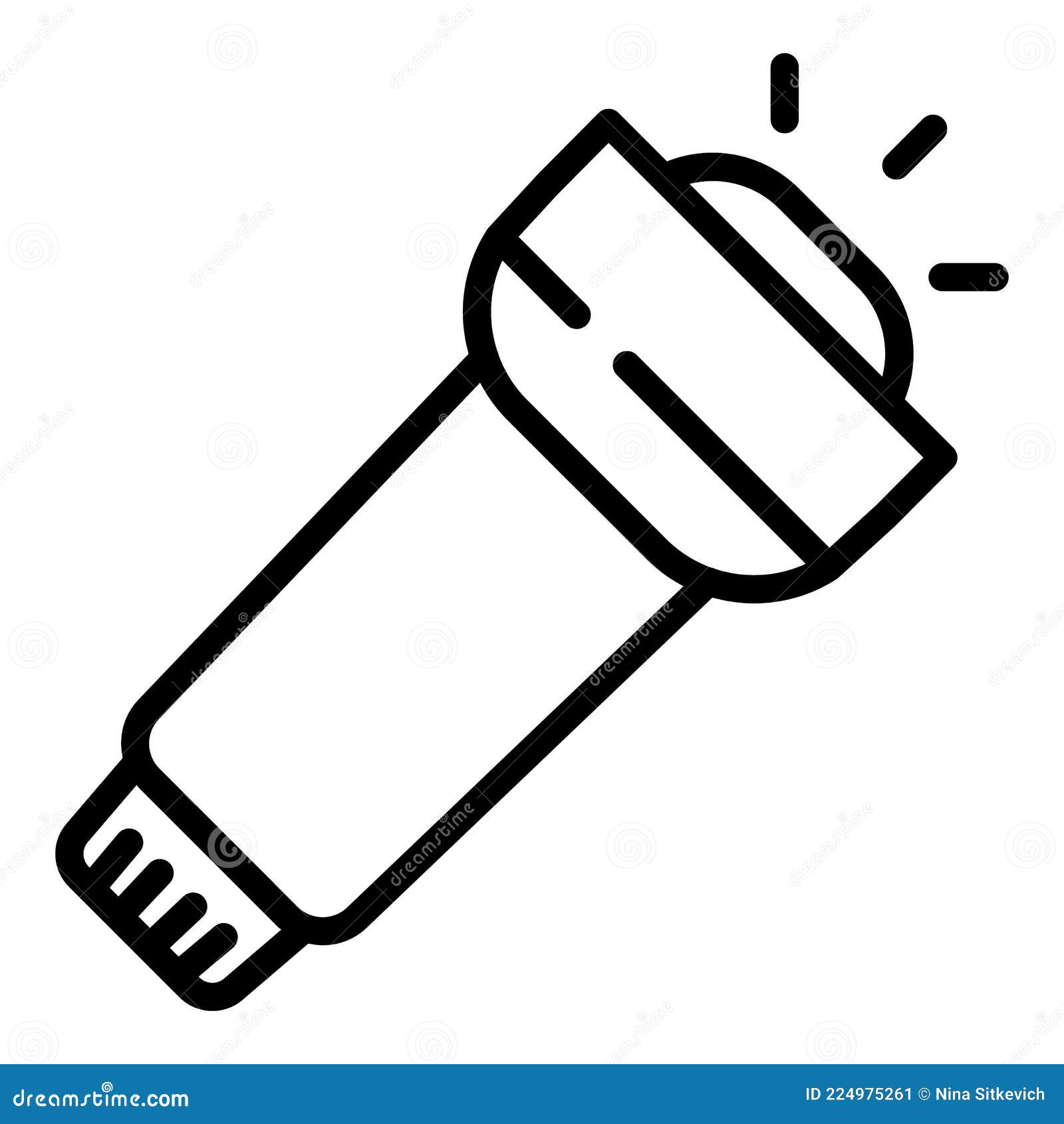 Flashlight Icon, Outline Style Stock Vector - Illustration of tool ...
