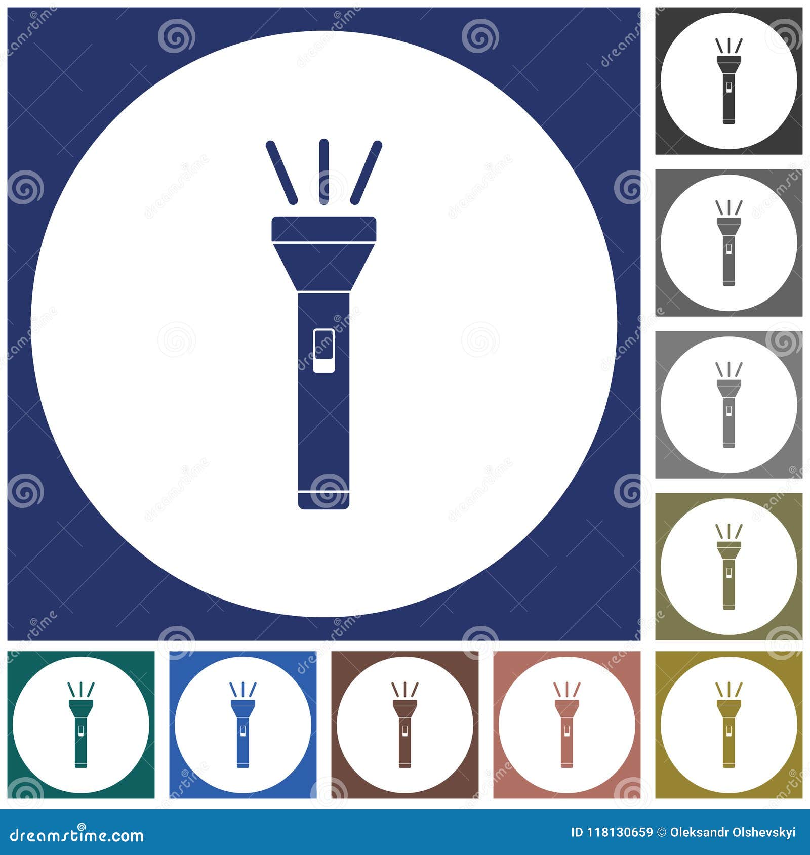 Flashlight Icon. Portable Torch Stock Vector - Illustration of badge ...