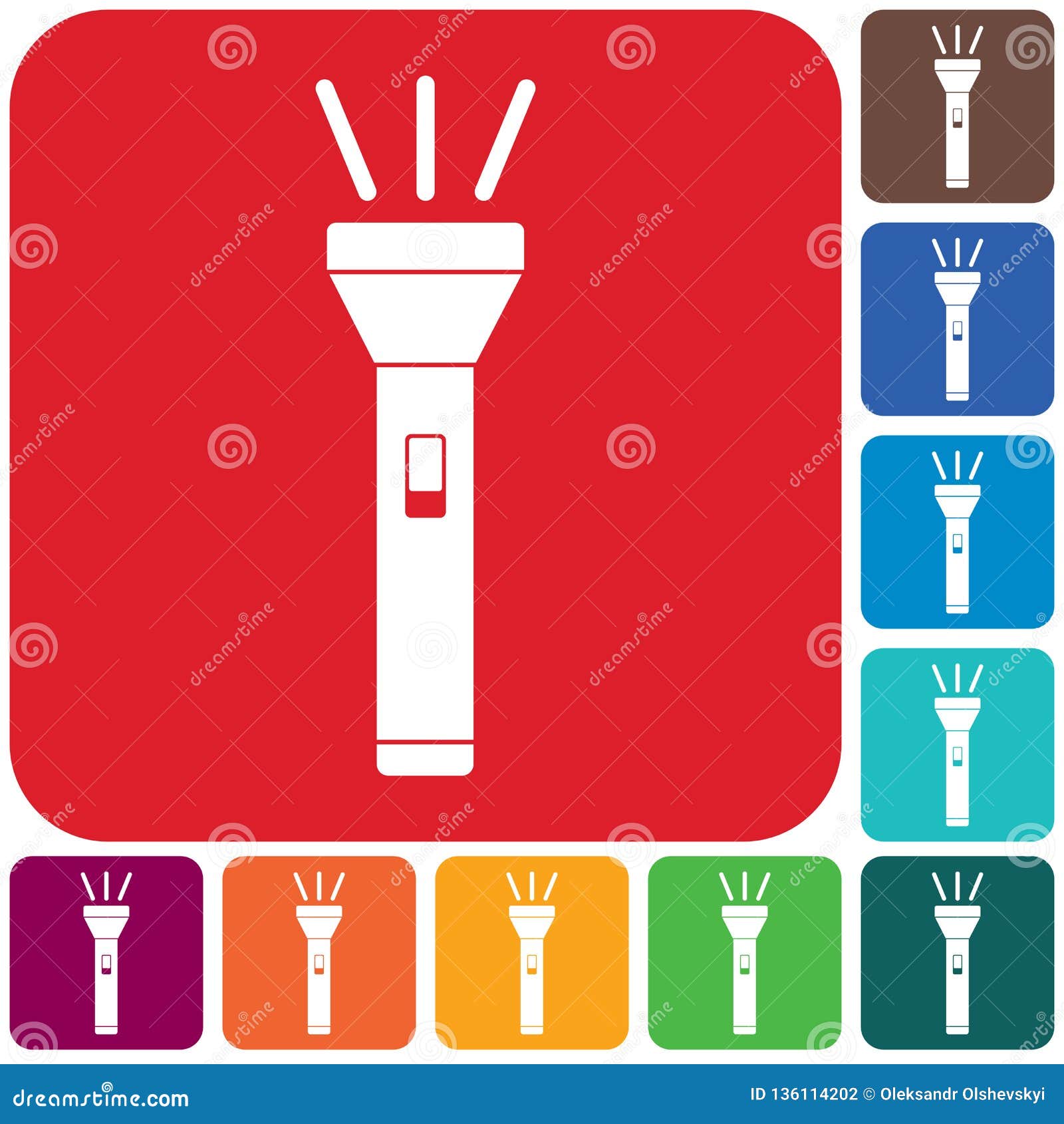 Flashlight Icon. Portable Torch Stock Vector - Illustration of lighten ...