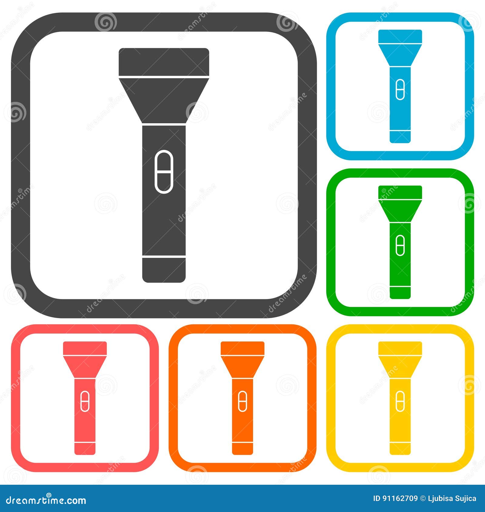 Flashlight Icons set stock vector. Illustration of front - 91162709