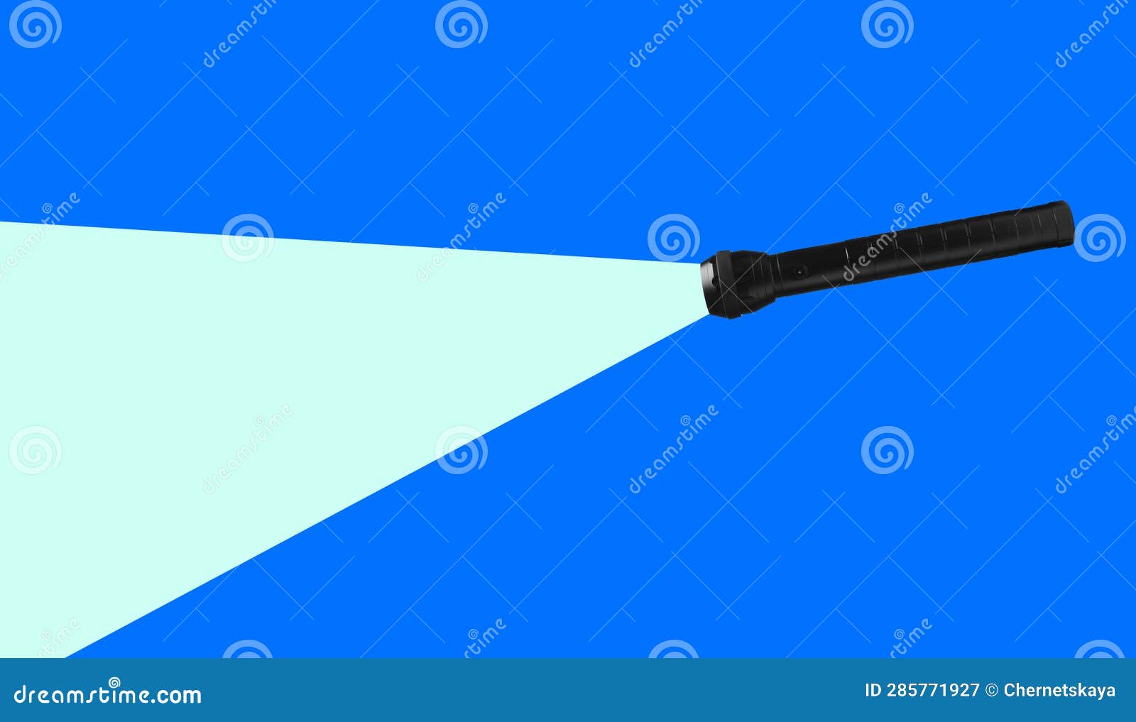 Flashlight Illuminating Blue Background. Light Symbolizing Search ...