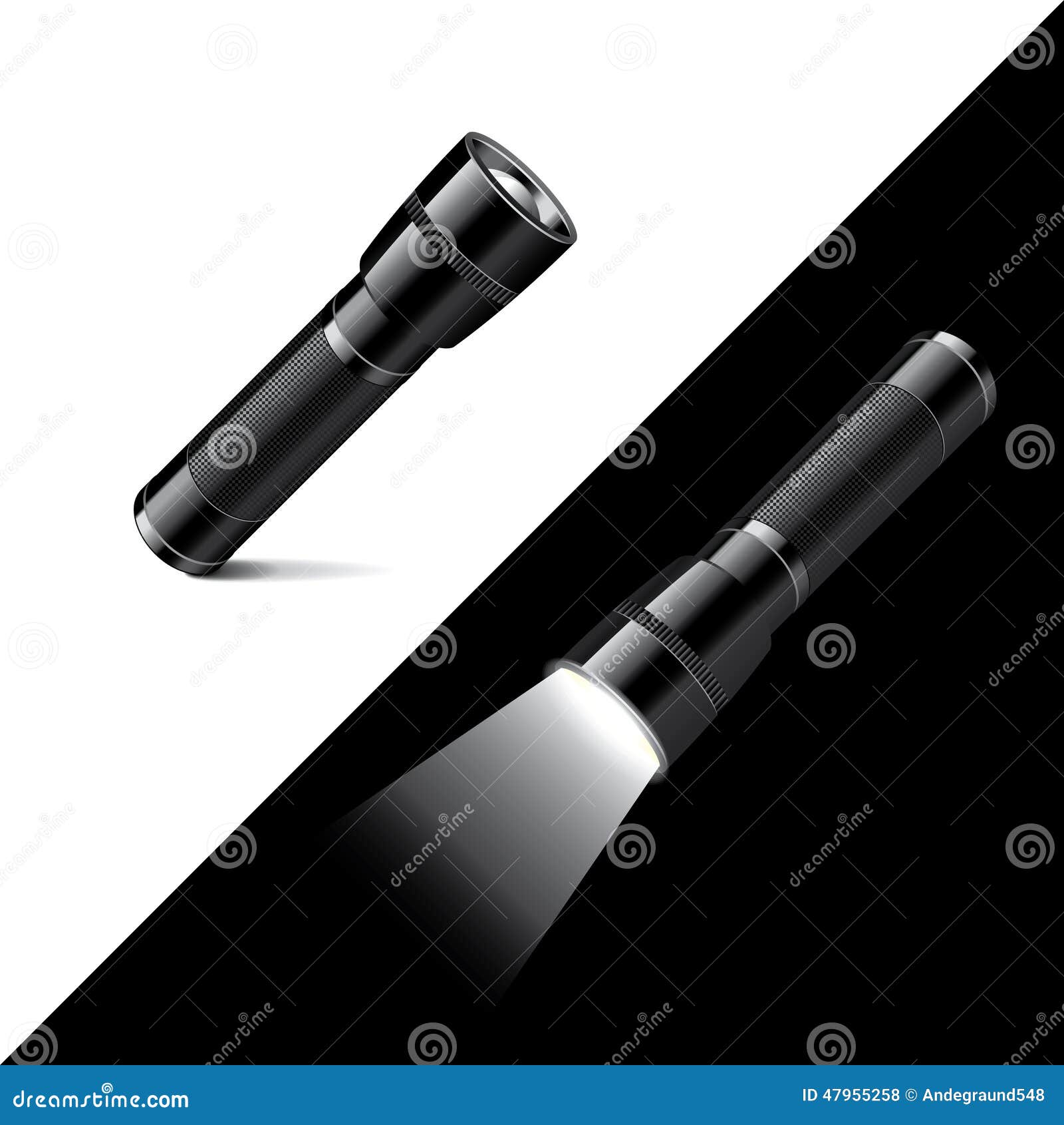 Flashlight Isolated on White and Black Vector Stock Vector ...