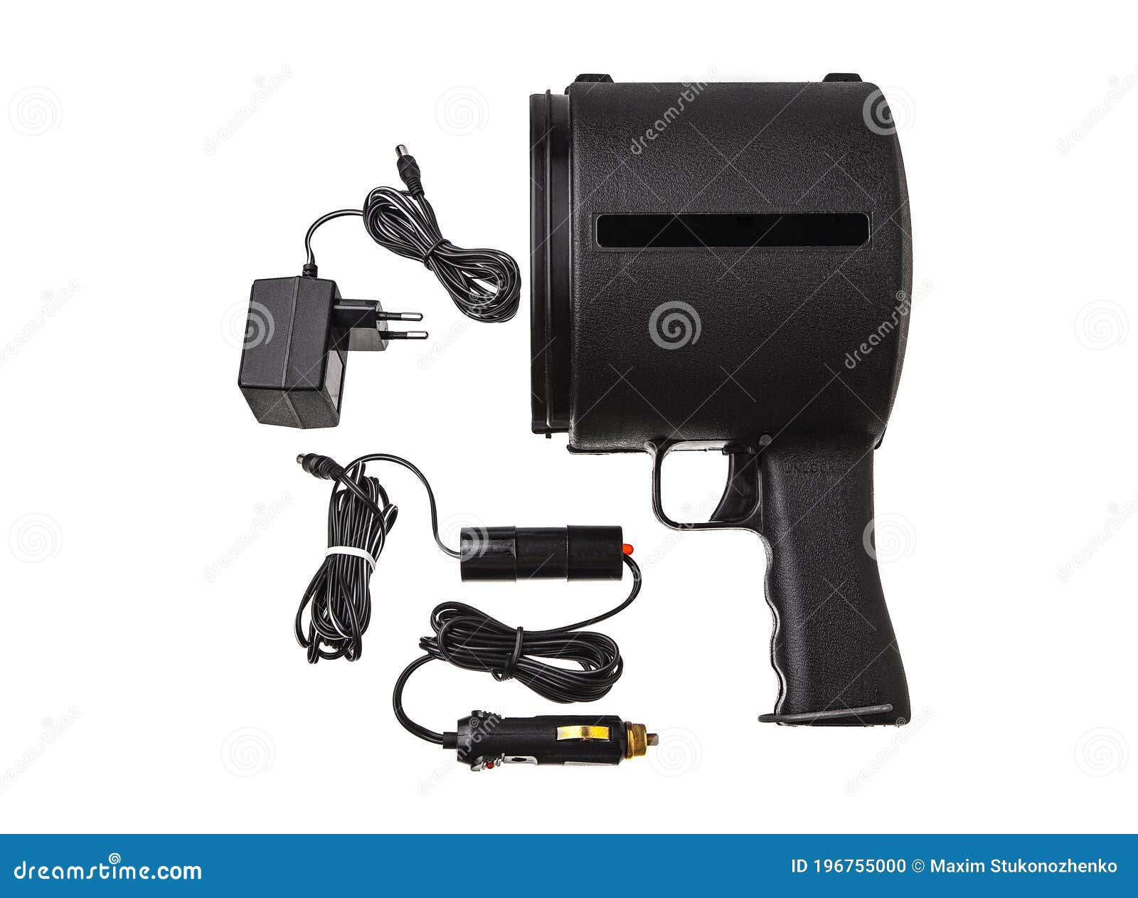 Flashlight with a Large Reflector Close Up on a White Background. Large ...