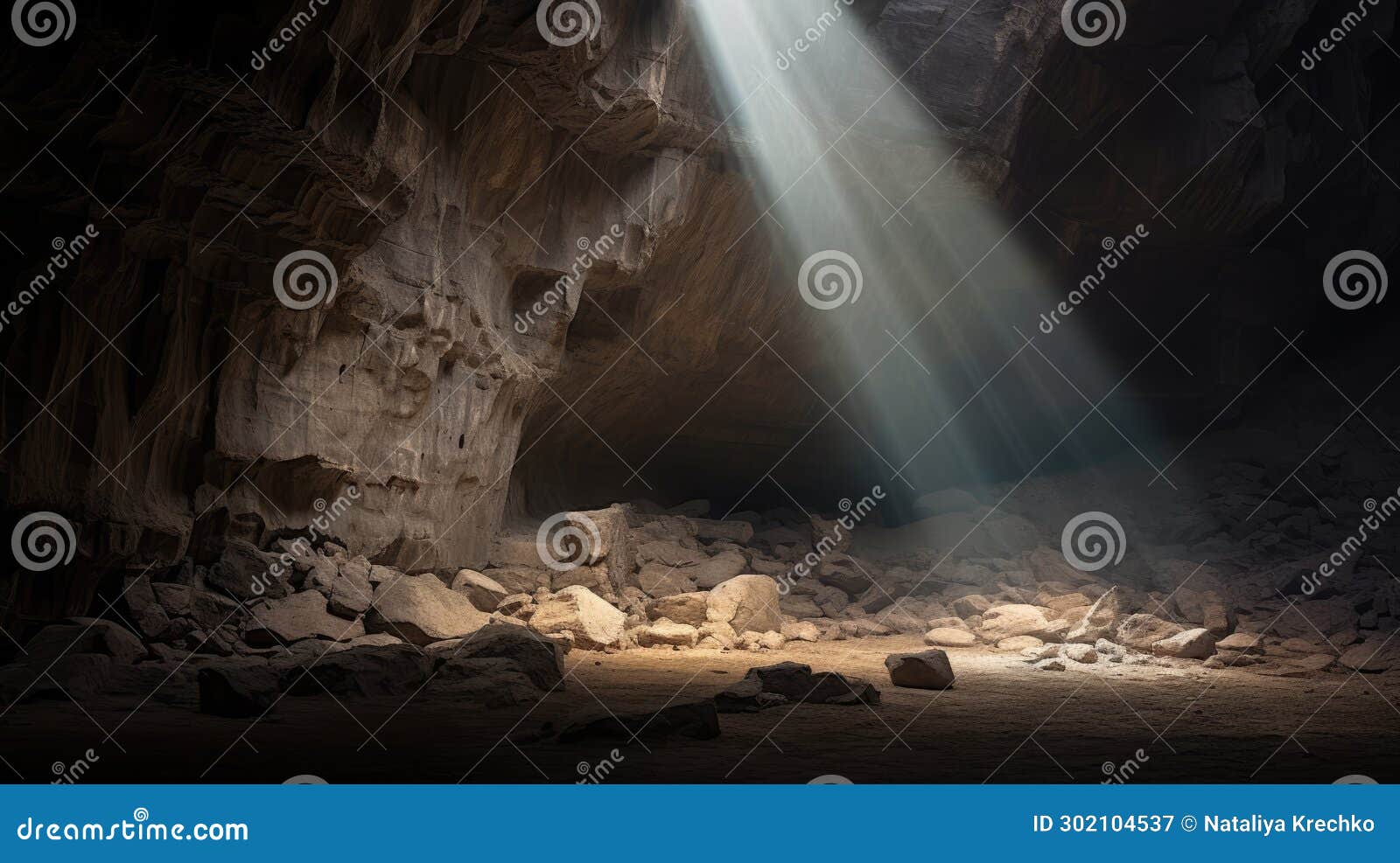 Flashlight Light on the Cave Walls. Photo Taken from Inside, with Ray ...