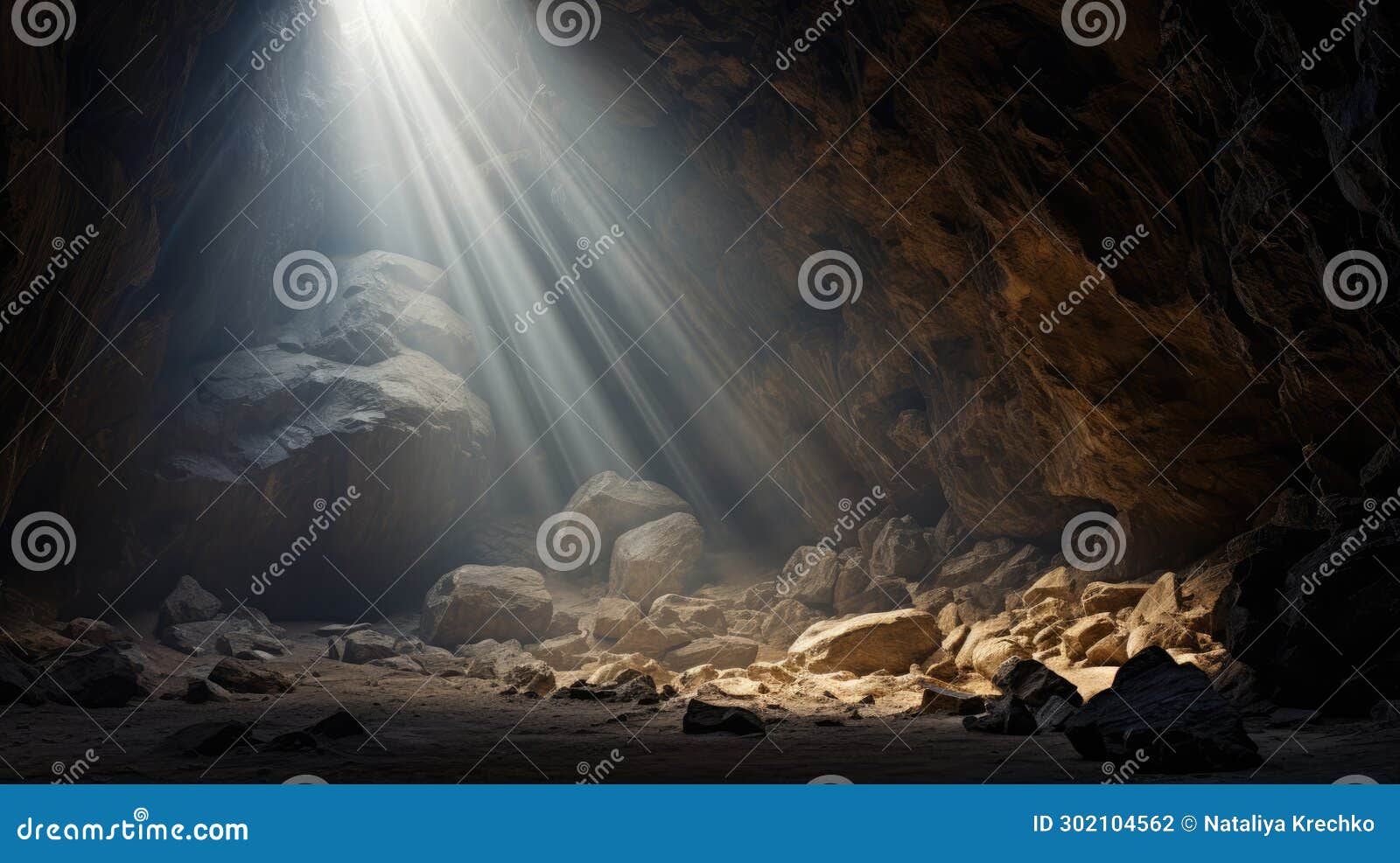 Flashlight Light on the Cave Walls. Photo Taken from Inside, with Ray ...