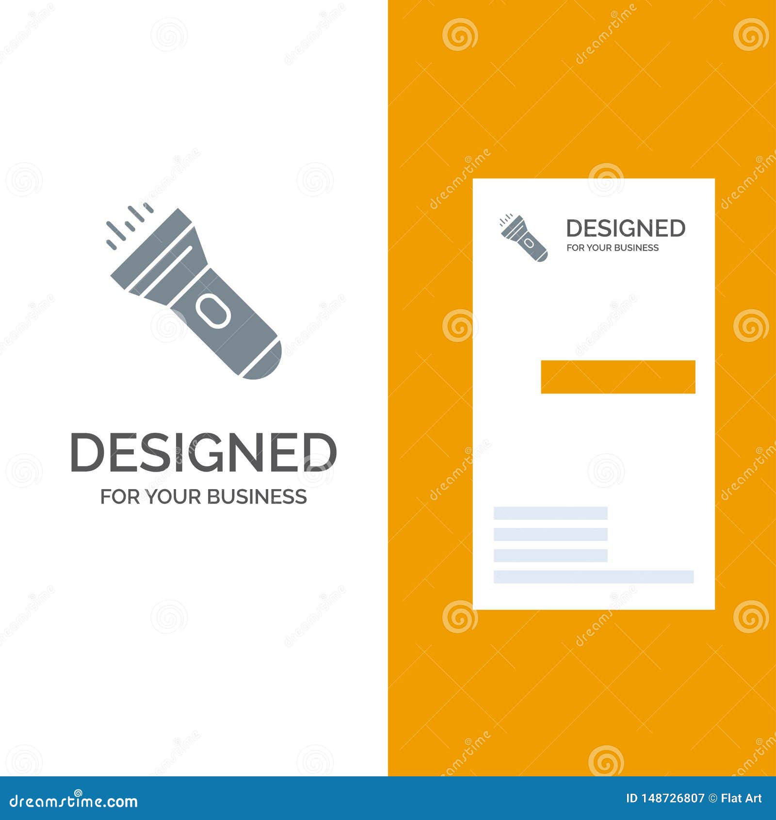 Flashlight, Light, Torch, Flash Grey Logo Design and Business Card ...
