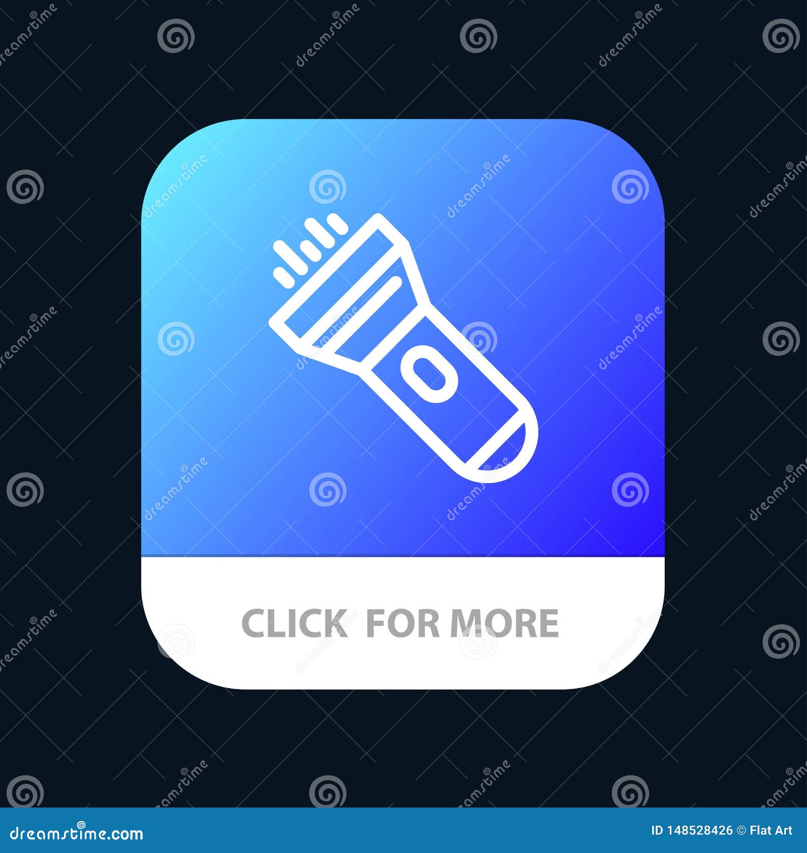 Flashlight Light Torch Flash Mobile App Button Android And Ios Line Version Stock Vector