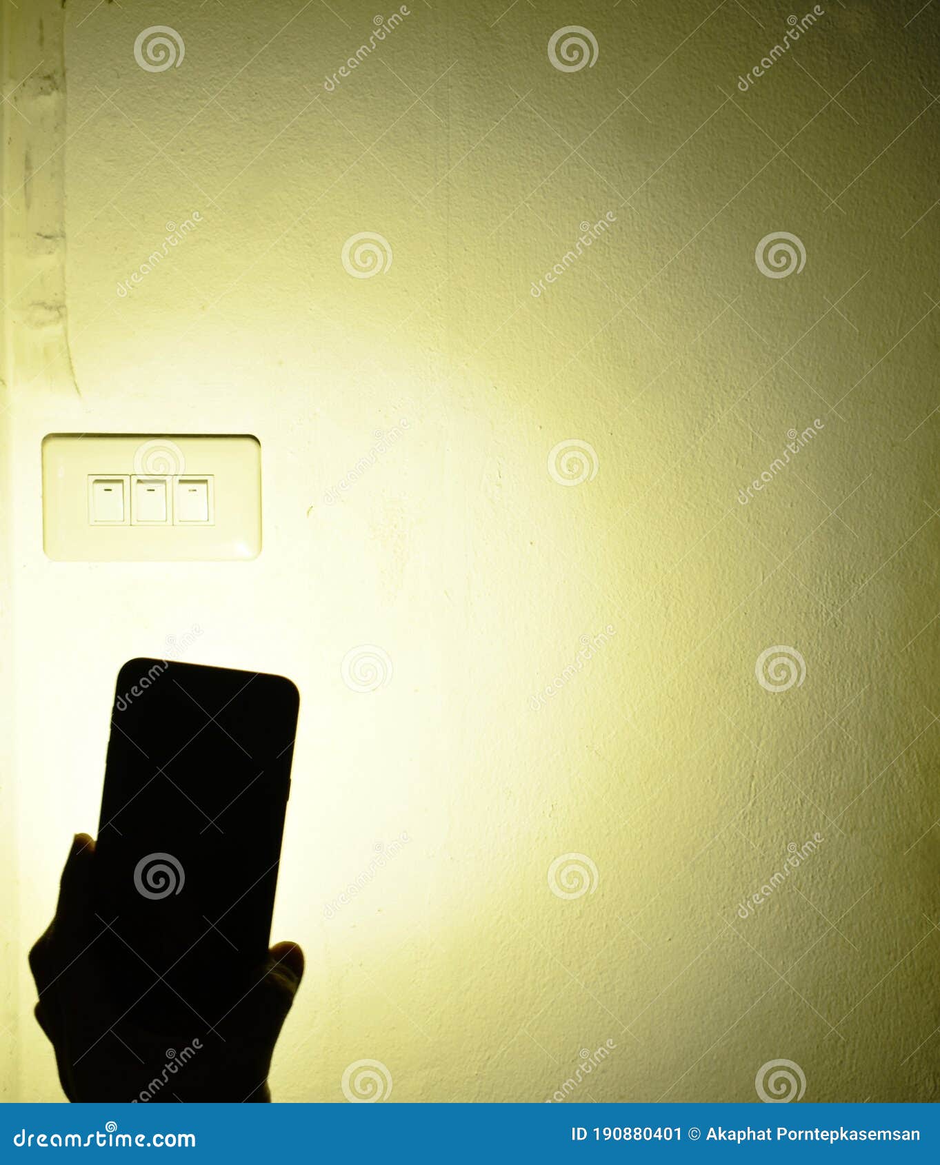 Flashlight of Mobile Phone Spreading Light To Electric Switch on Home ...