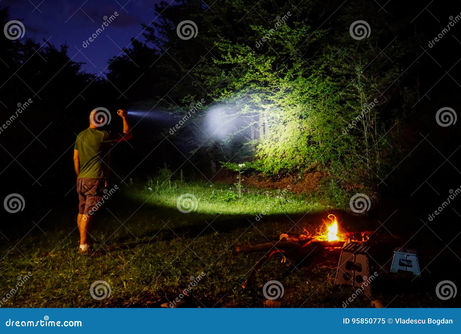 Flashlight in Outdoor Camping Stock Image - Image of camping, explore ...