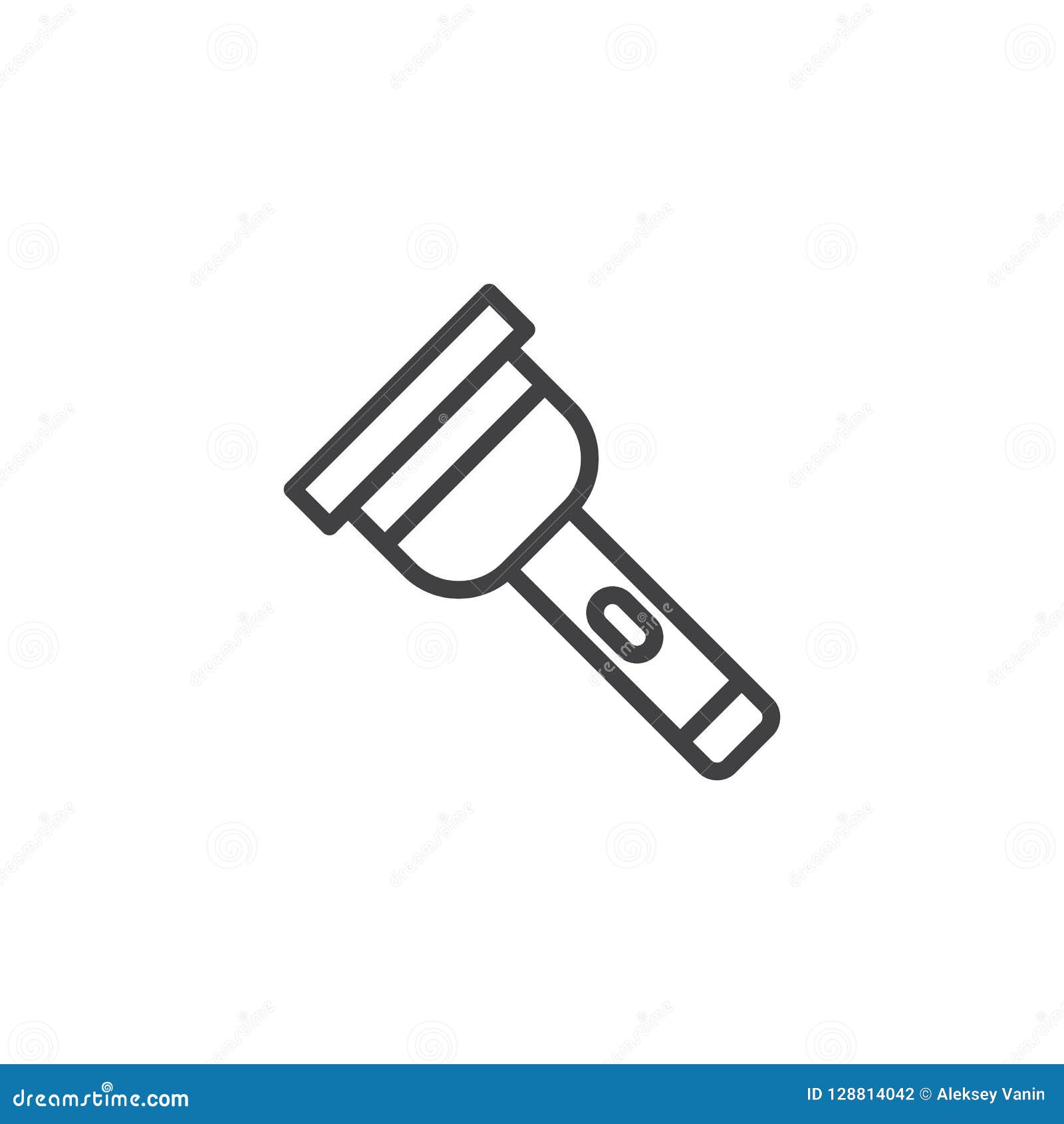 Flashlight outline icon stock vector. Illustration of equipment - 128814042