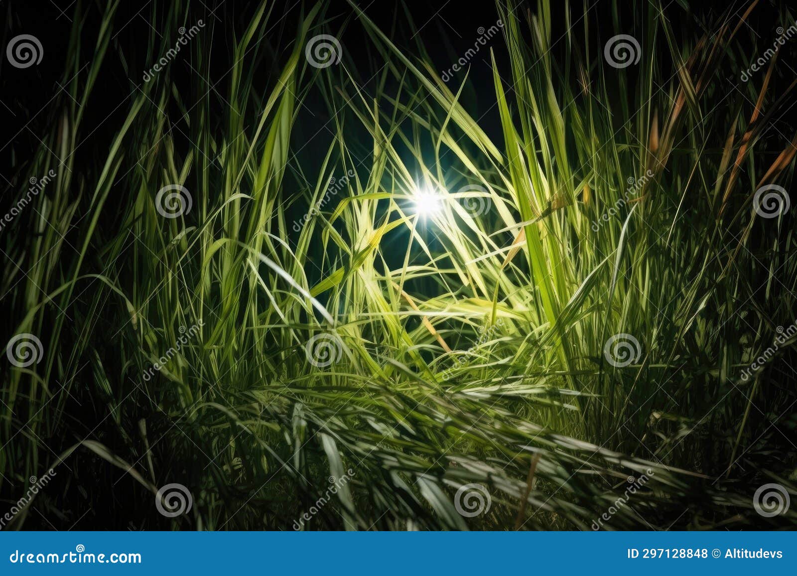 Flashlight Shadows on Tall Grass during a Night Safari Stock Photo ...