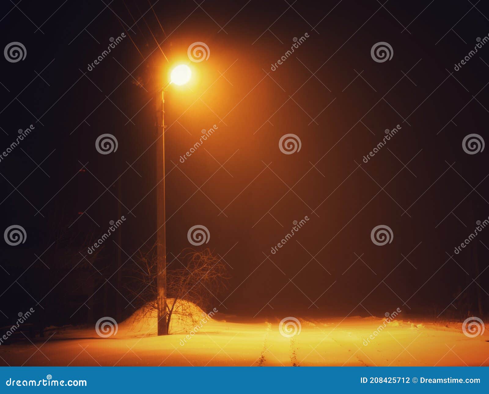 Flashlight Snow Night Streetlight Yellow Light Stock Photo - Image of ...