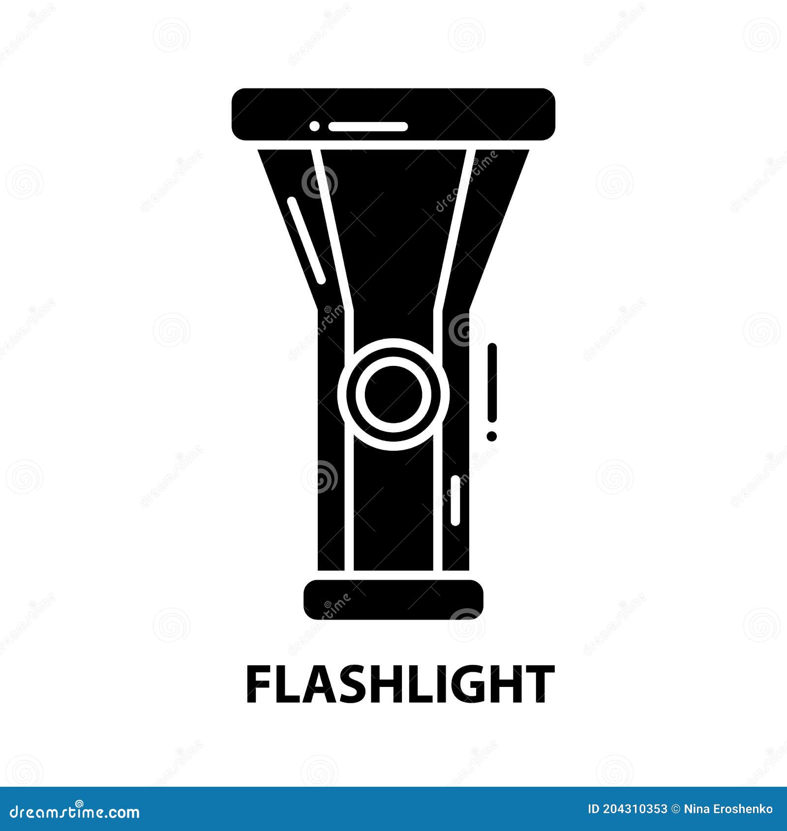 Flashlight Symbol Icon, Black Vector Sign with Editable Strokes ...
