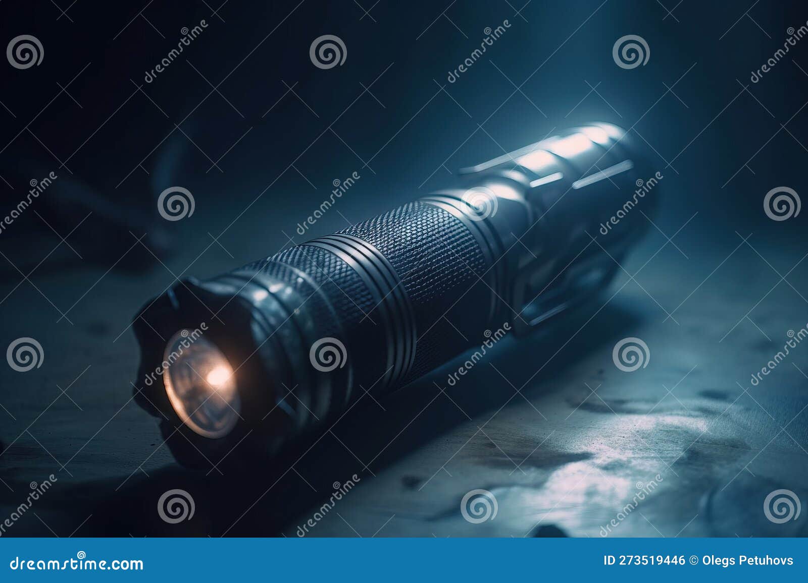 A Flashlight on a Table with a Light Shining on it Stock Illustration ...