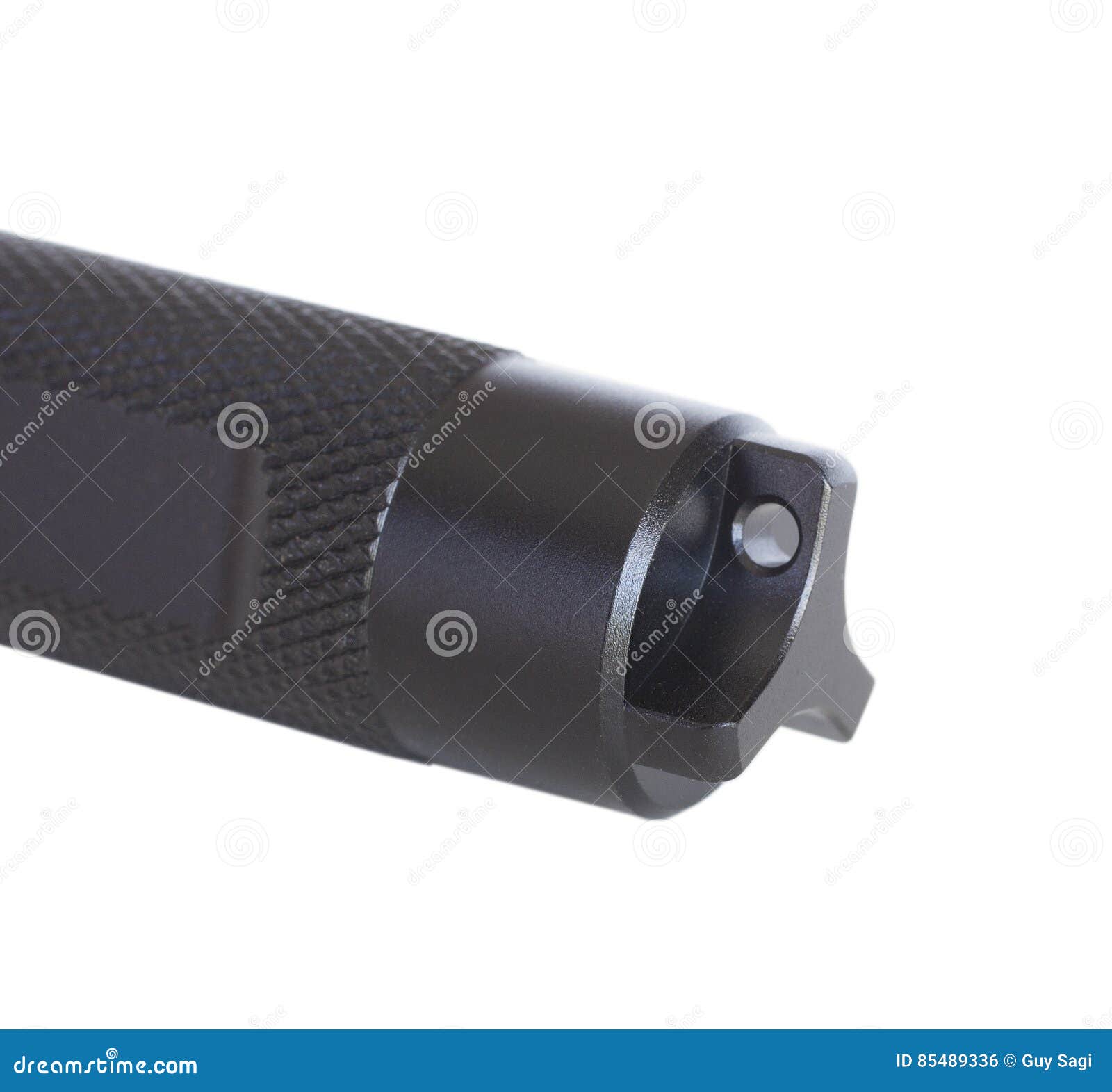 Flashlight tail cap stock photo. Image of grey, hole - 85489336