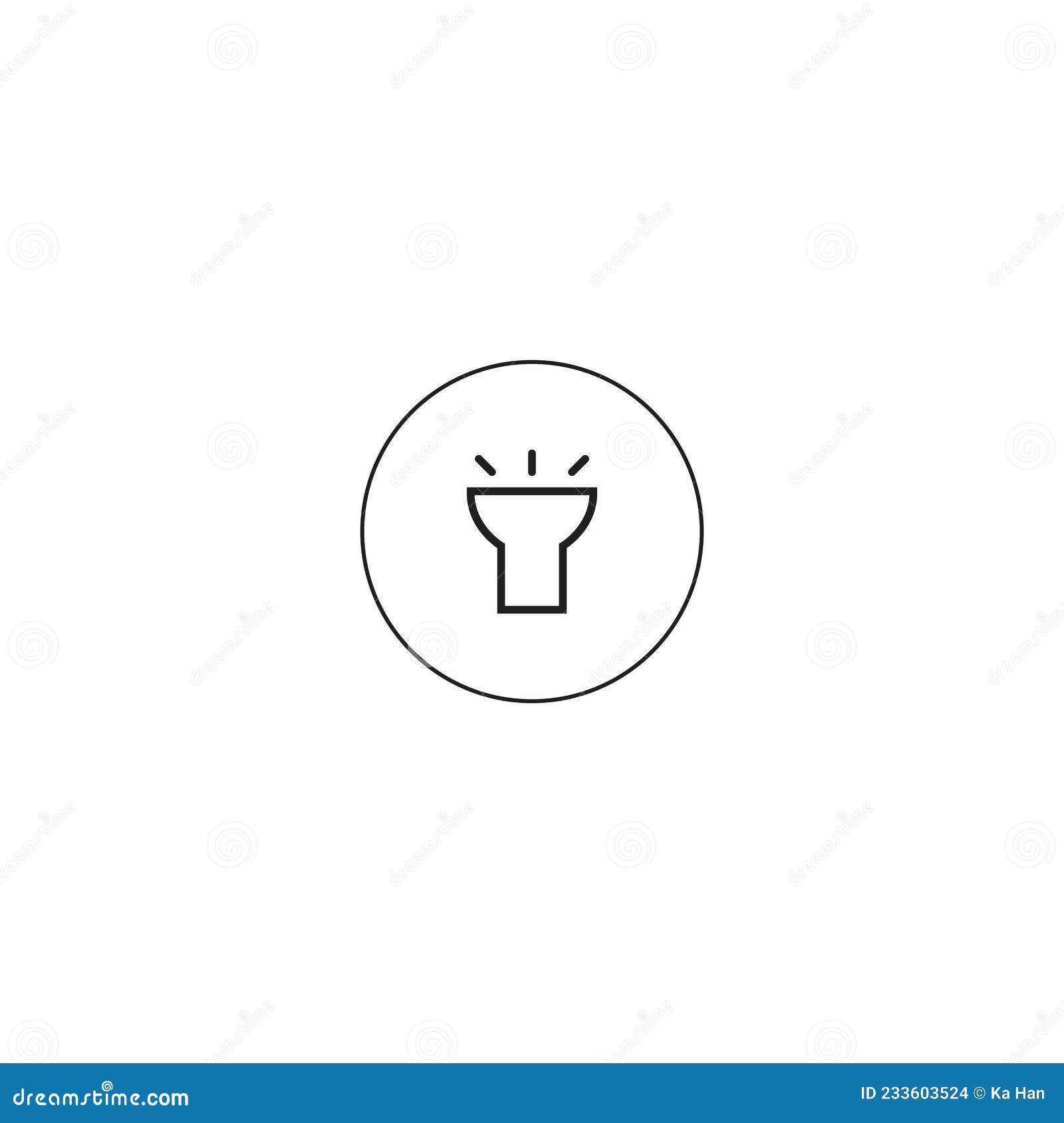 Flashlight, Torch Button Icon in Line Style Stock Vector - Illustration ...