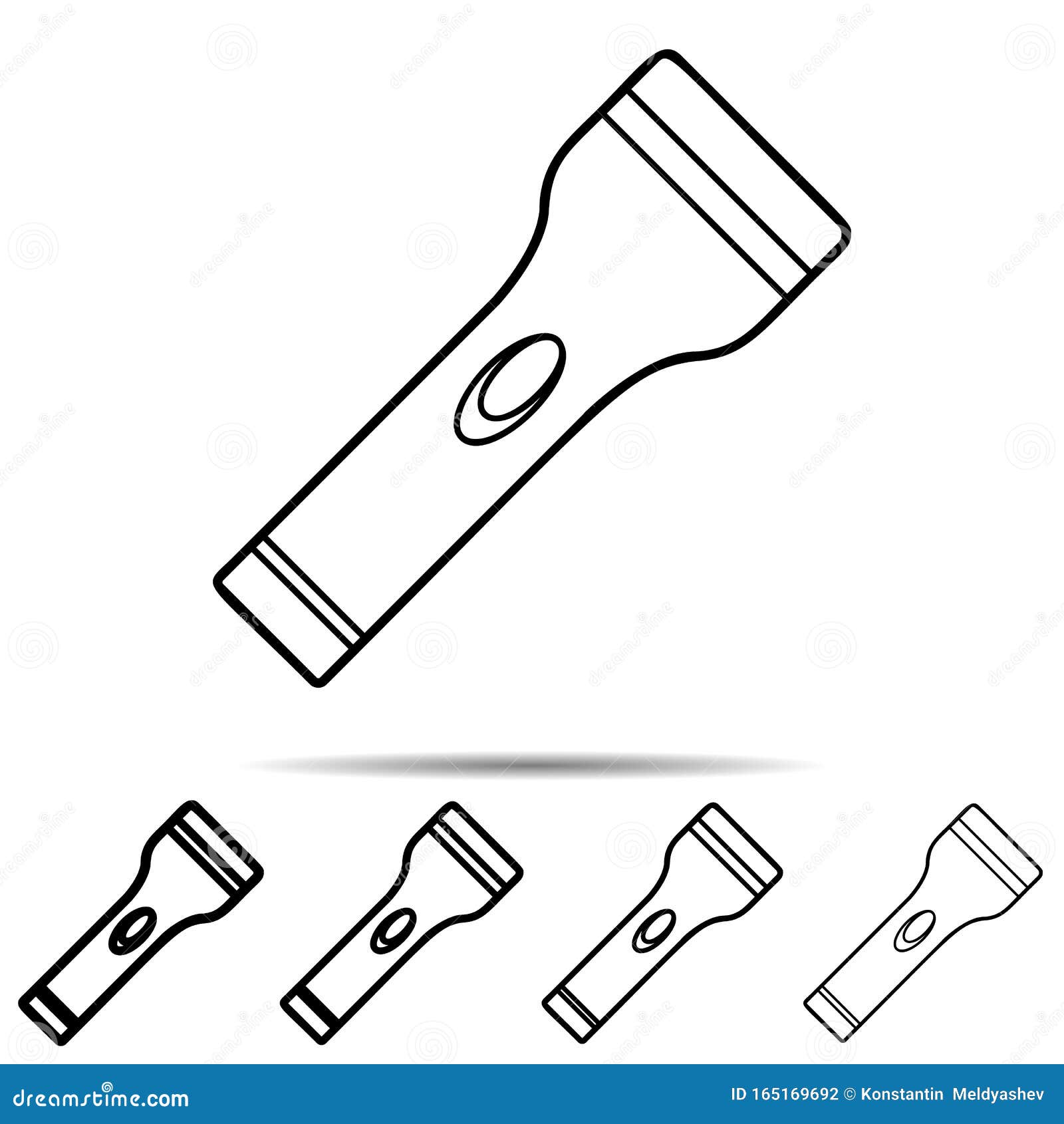 Flashlight, Torch Icon In Different Shapes. Simple Thin Line, Outline ...