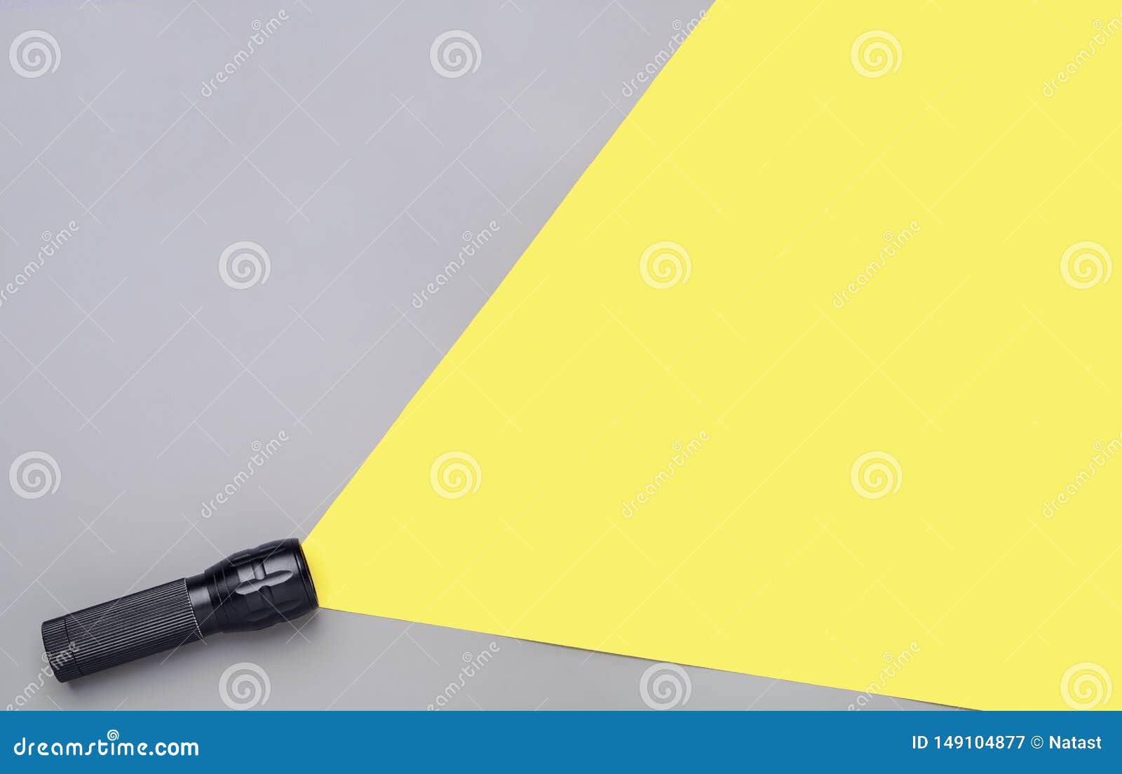 Flashlight Turned on, Gray Background Stock Image - Image of beam ...