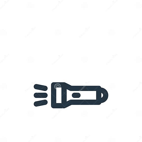 Flashlight Vector Icon Isolated on White Background. Outline, Thin Line ...