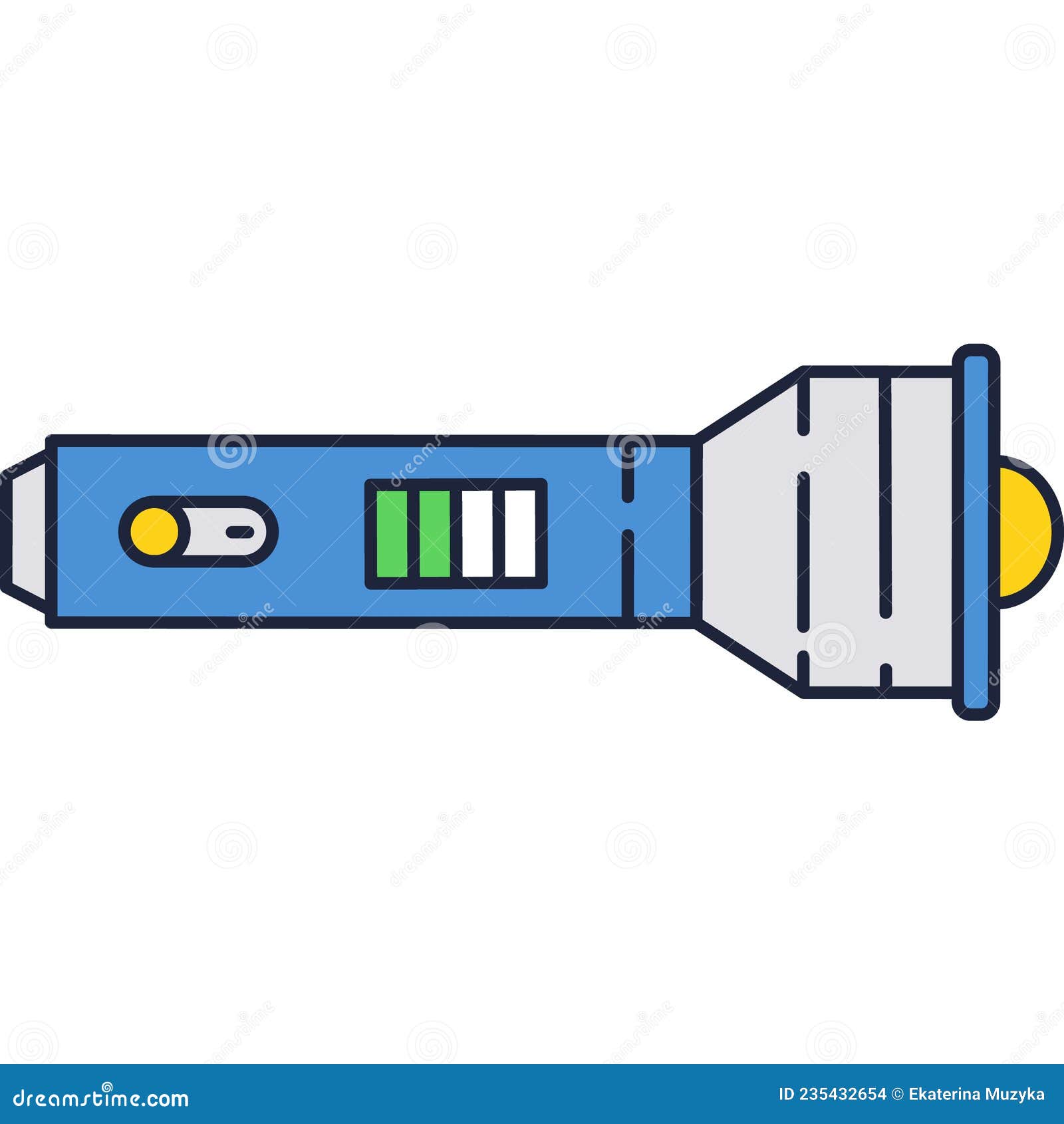 Flashlight. Set Of Vector Flashlights. Black Isolated Icons On White ...