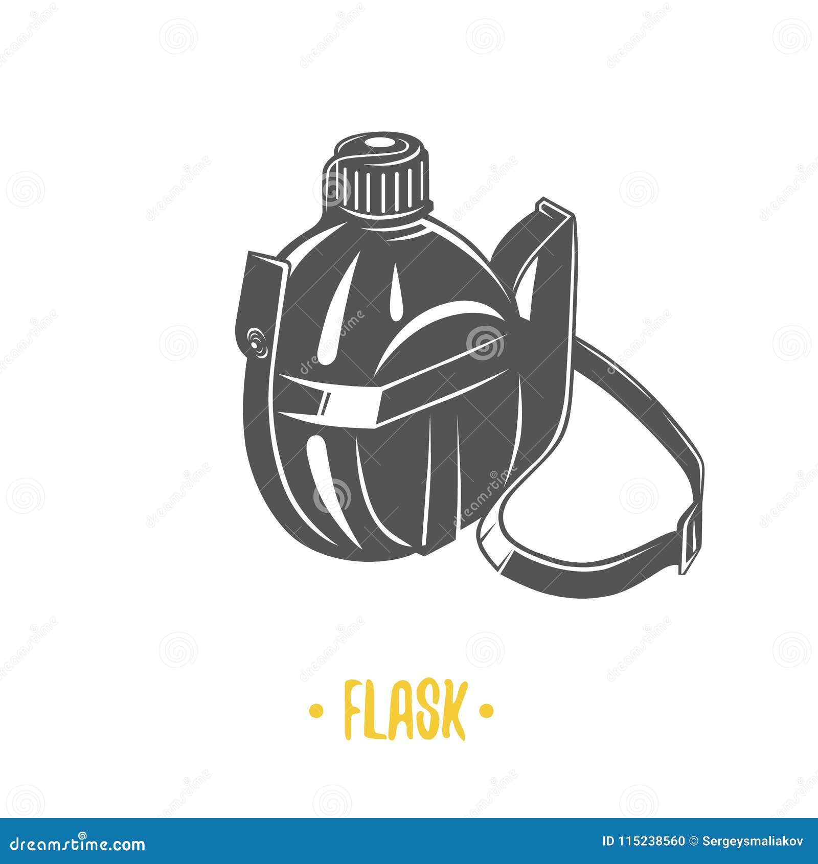 Flask. Black and White Illustration. Stock Vector - Illustration of ...