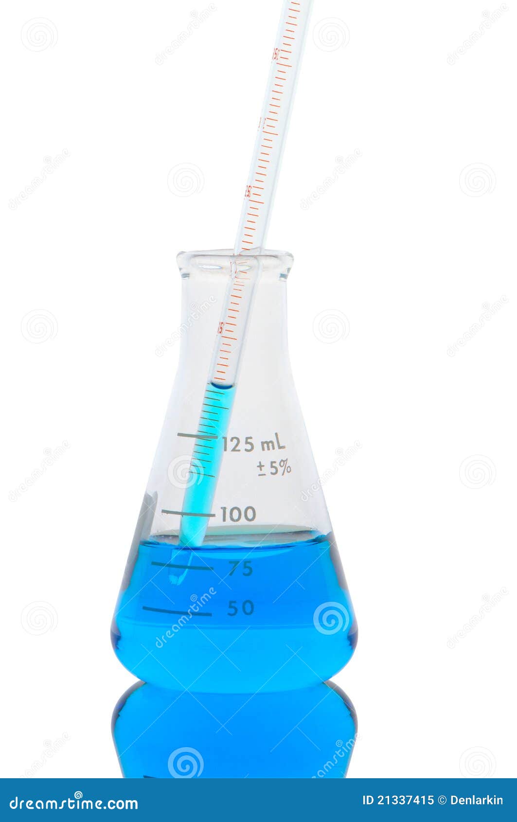 Flask with blue liquid stock image. Image of research - 21337415