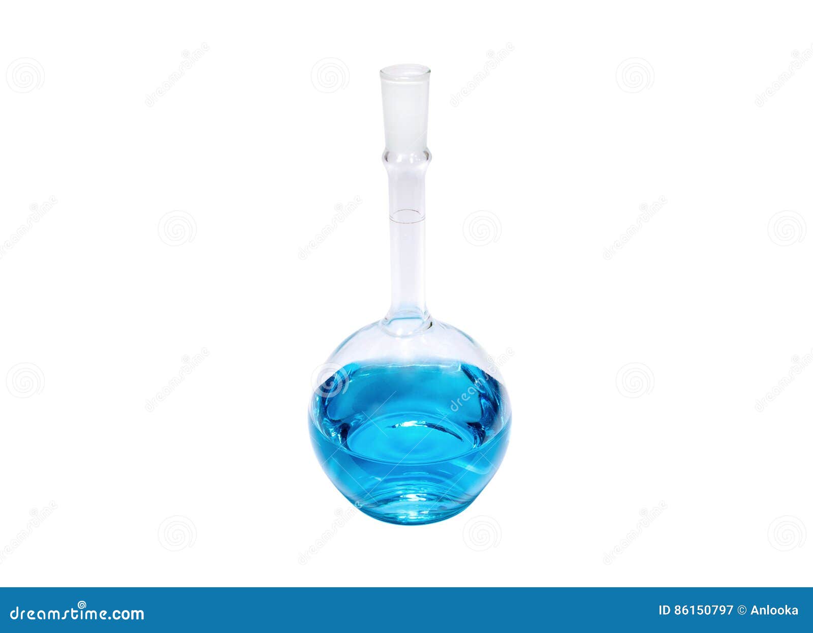 Flask with Blue Liquid Isolated on White Stock Image - Image of fluid ...