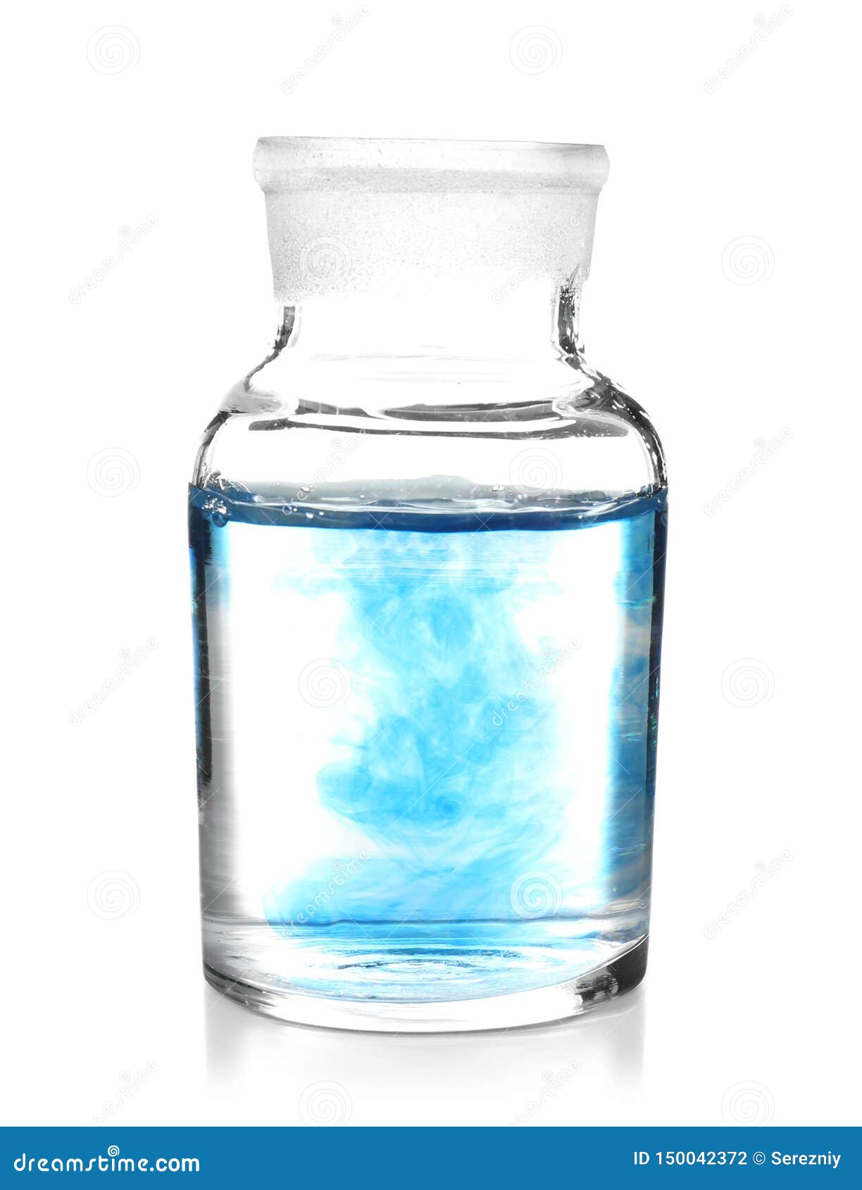 Flask with Blue Liquid on White Background Stock Photo - Image of ...