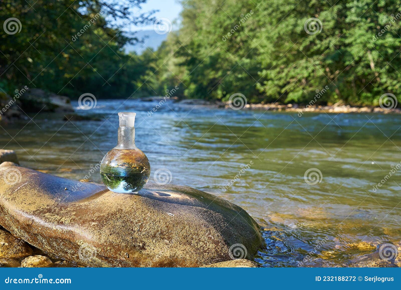 Flask with Clear River Water Stock Photo - Image of flask, pleasure ...