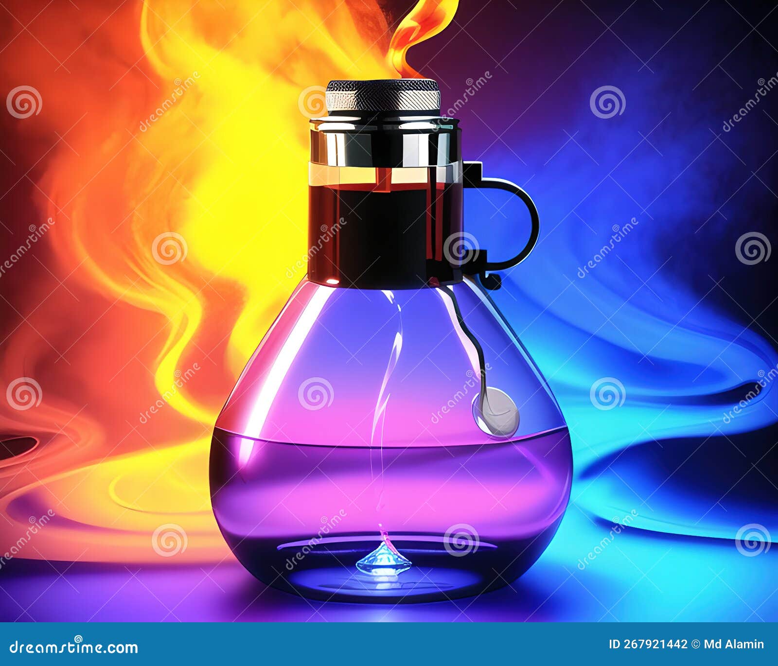 A Flask Filled with Liquid and Colored Smoke by AI Generated Stock ...