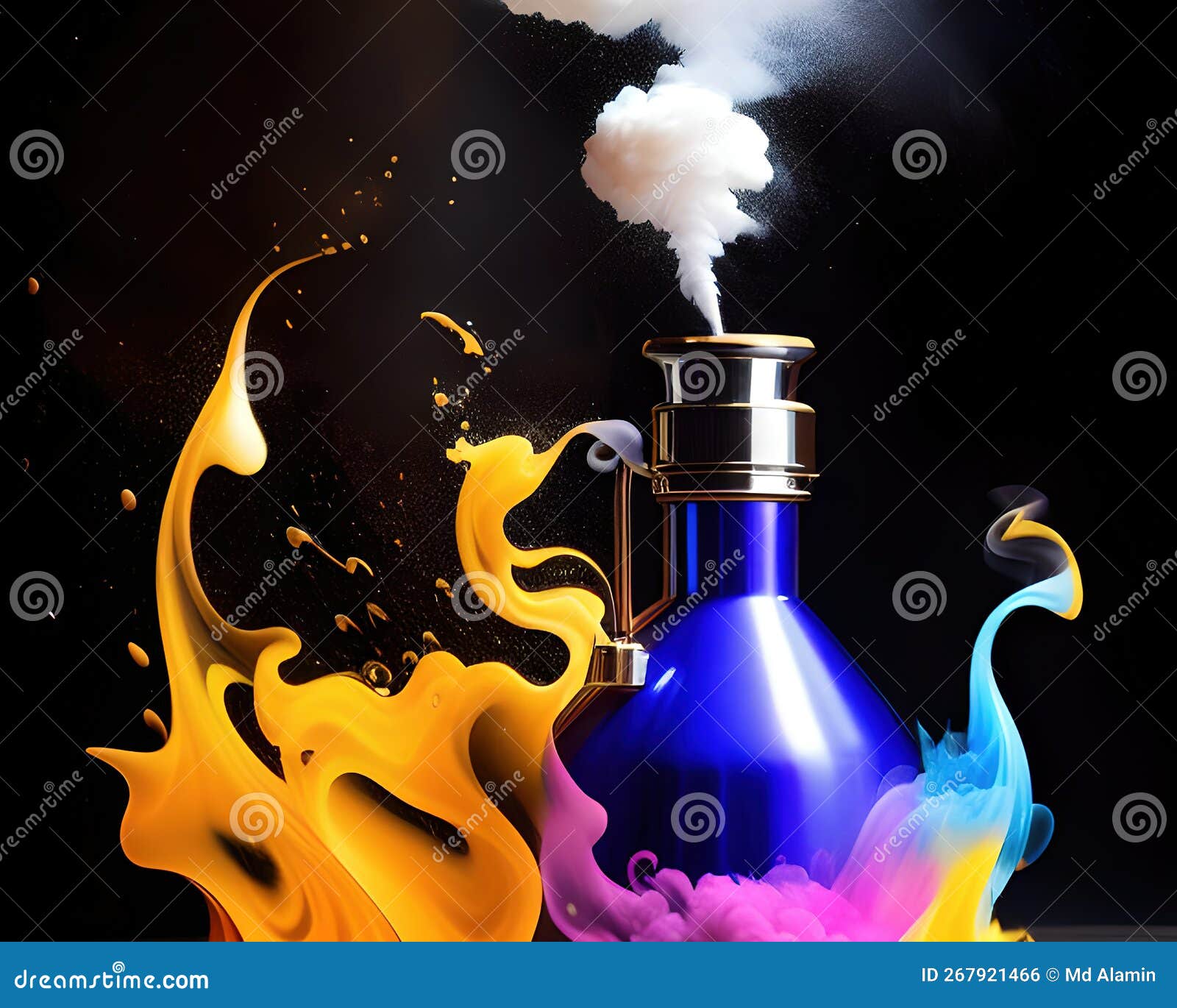 A Flask Filled with Liquid and Colored Smoke by AI Generated Stock ...