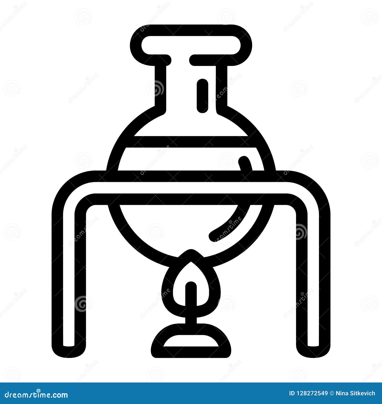 Flask on Fire Icon, Outline Style Stock Vector - Illustration of ...
