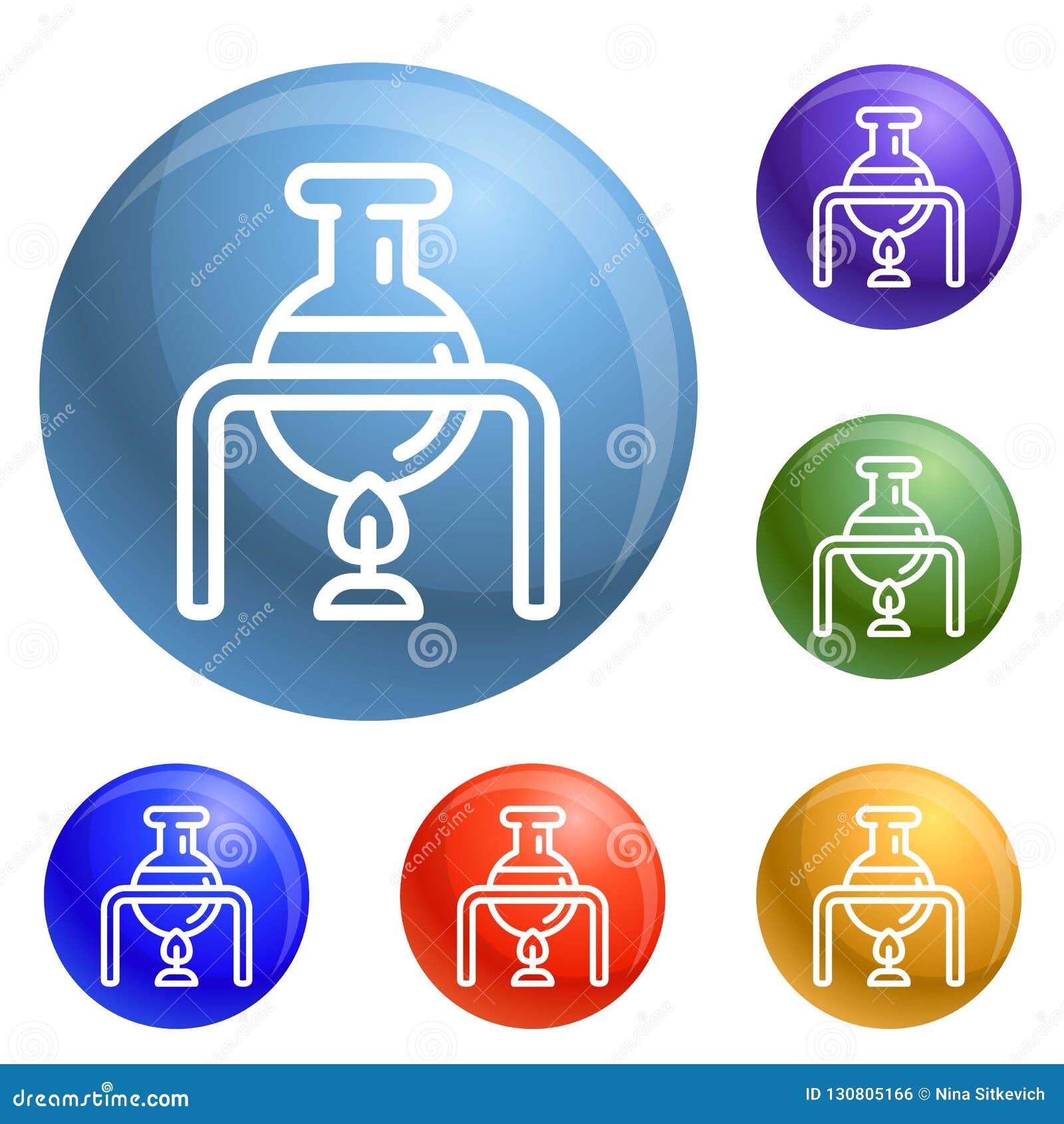 Flask on Fire Icons Set Vector Stock Vector - Illustration of molecule ...