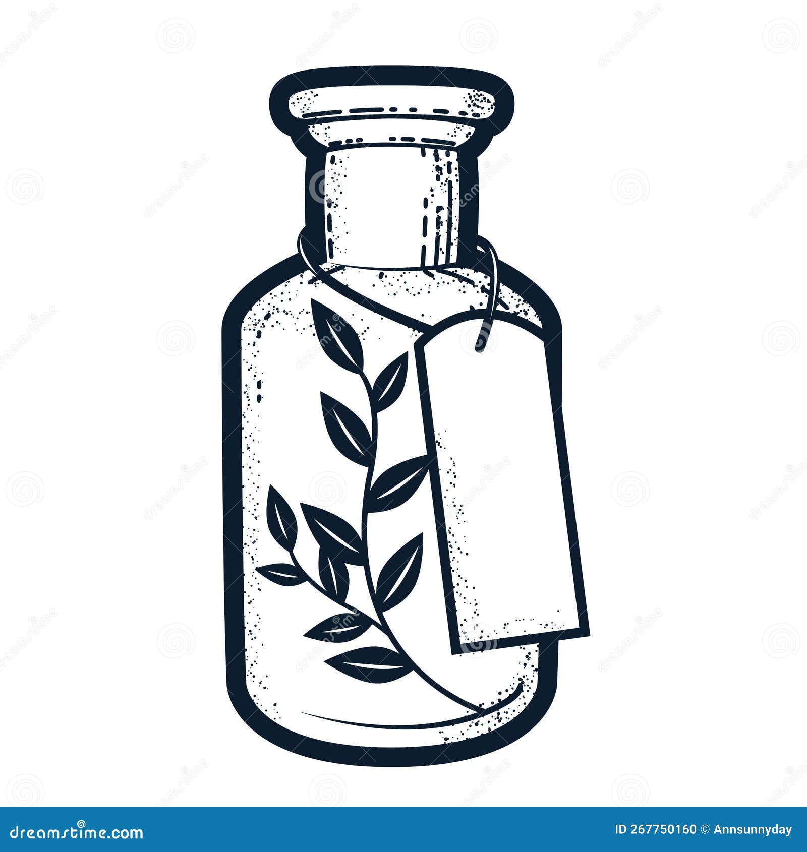 Flask with Flower Elixir, Vial with Twig and Tag, Old Potion Bottle ...