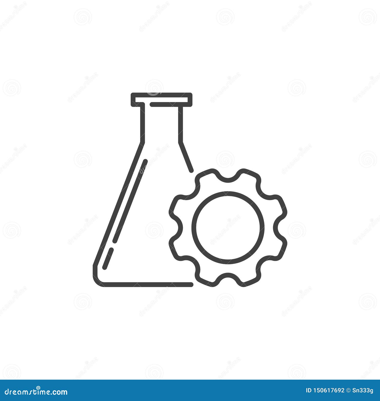 Flask with Gear Vector Linear Icon. Science Concept Symbol Stock Vector ...