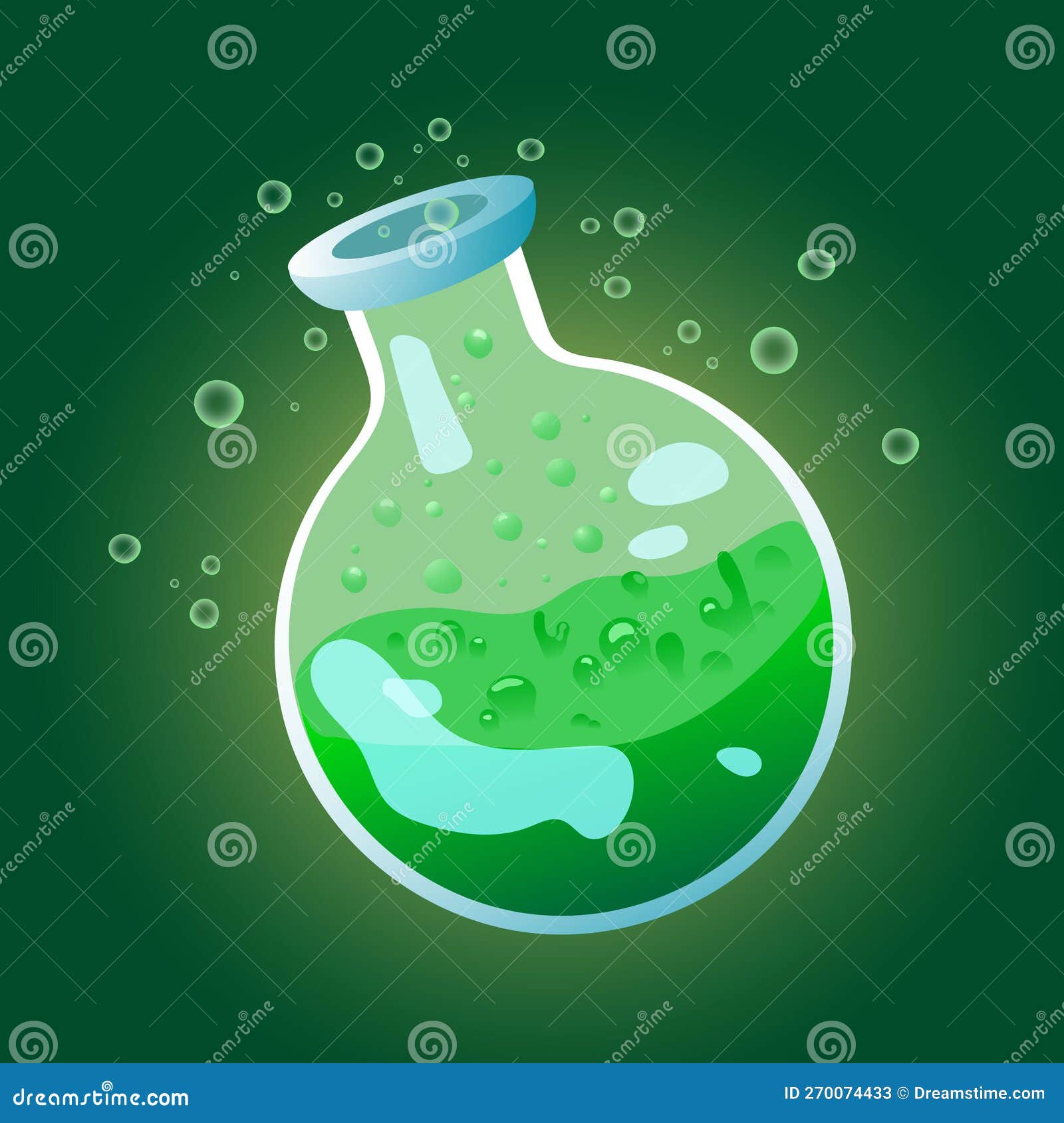 Flask with Green Magic Potion on a Green Background Stock Illustration ...