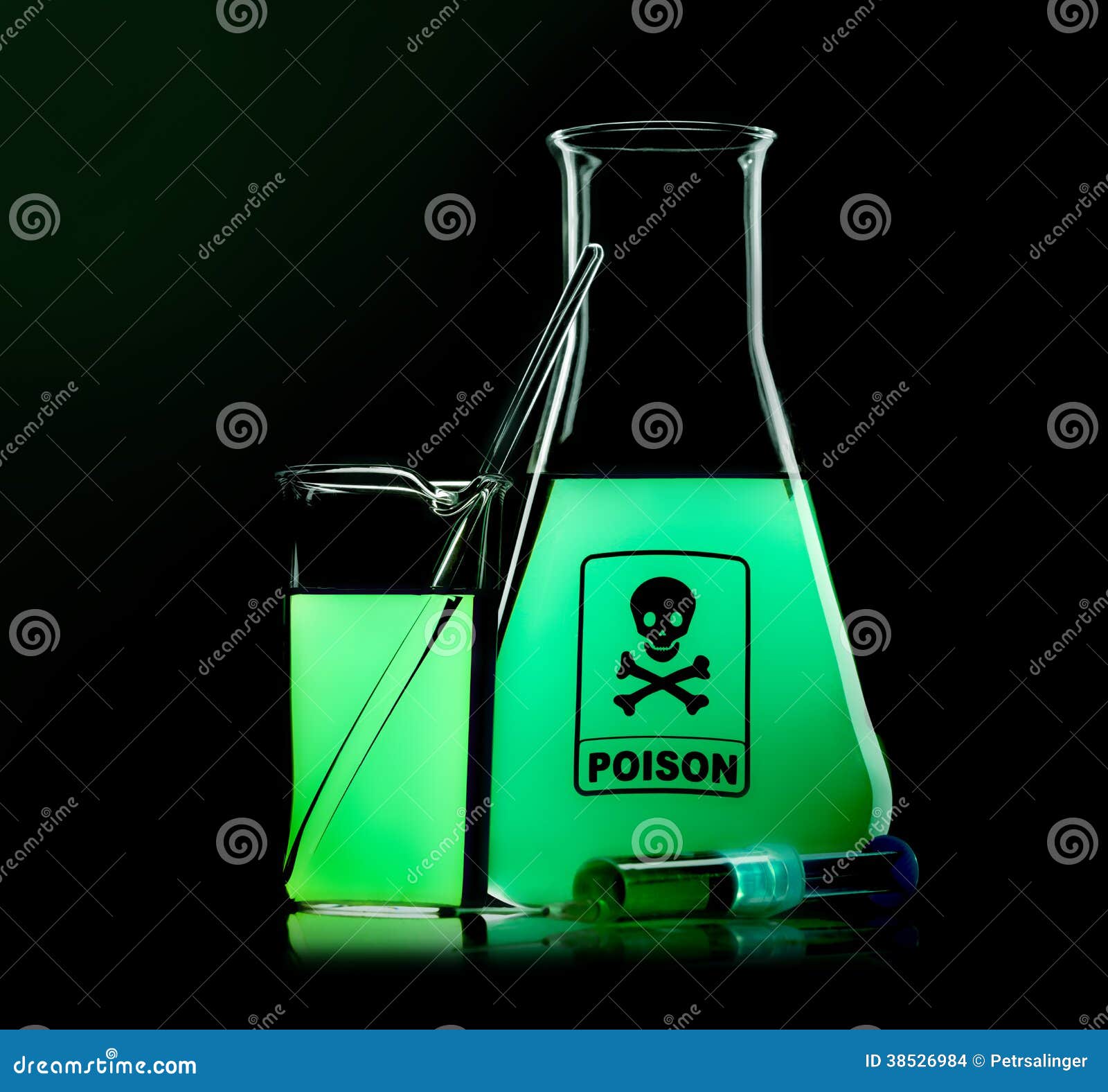 Flask with Green Poison on Black Stock Photo - Image of glass, industry ...
