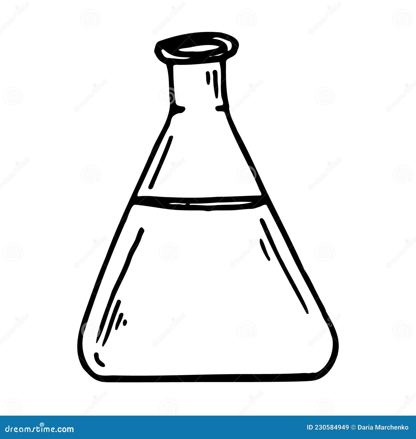 Flask Hand Drawn Vector Doodle Illustration. Cartoon Flask. Isolated On ...