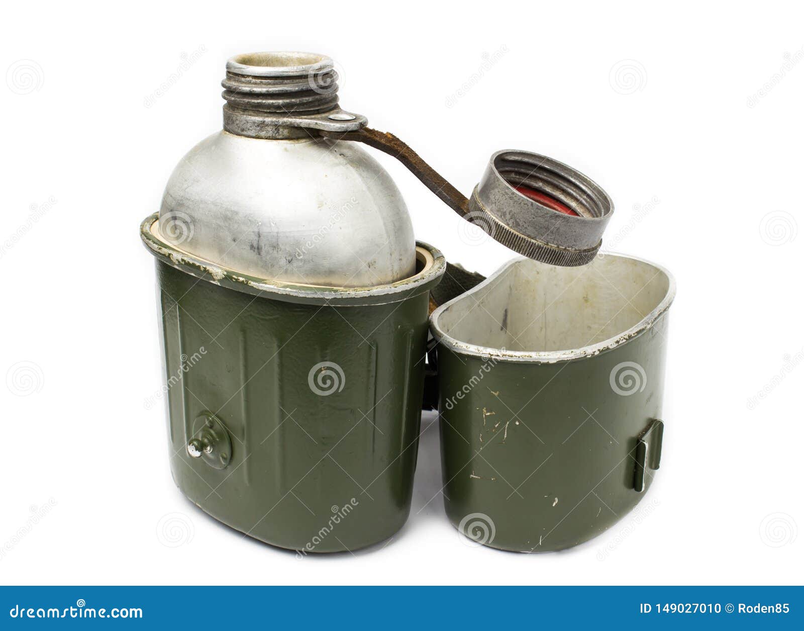 Soviet Army Flask on a White Background Stock Photo - Image of hike ...