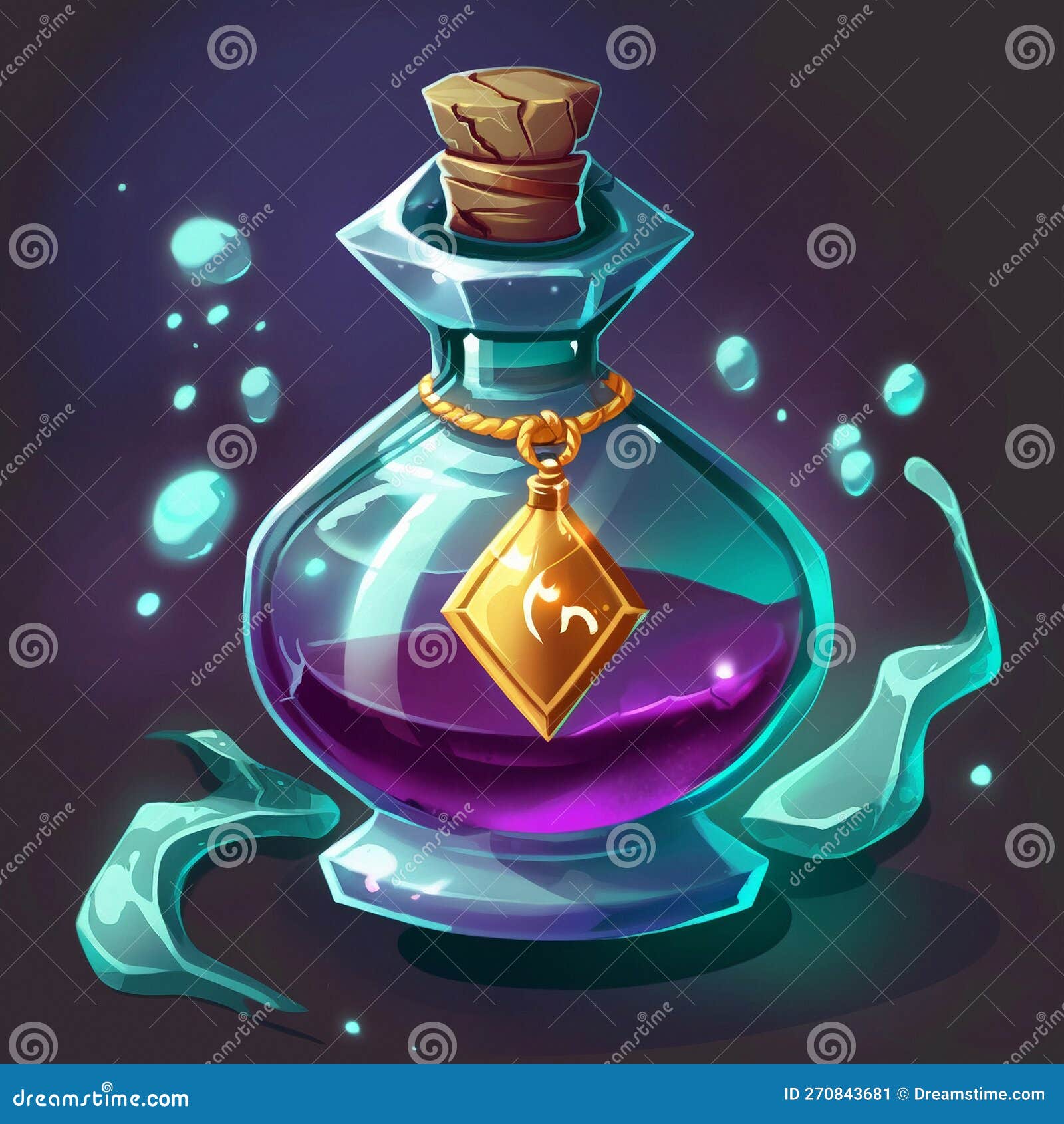 Flask with magic potion stock illustration. Illustration of decorative ...