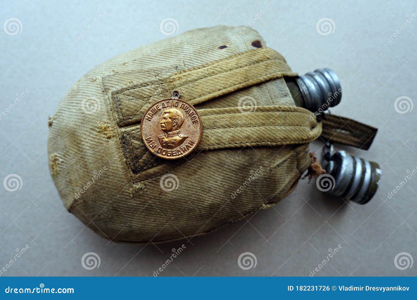 Flask and Medal of the Soviet Soldier. Stock Photo - Image of ...