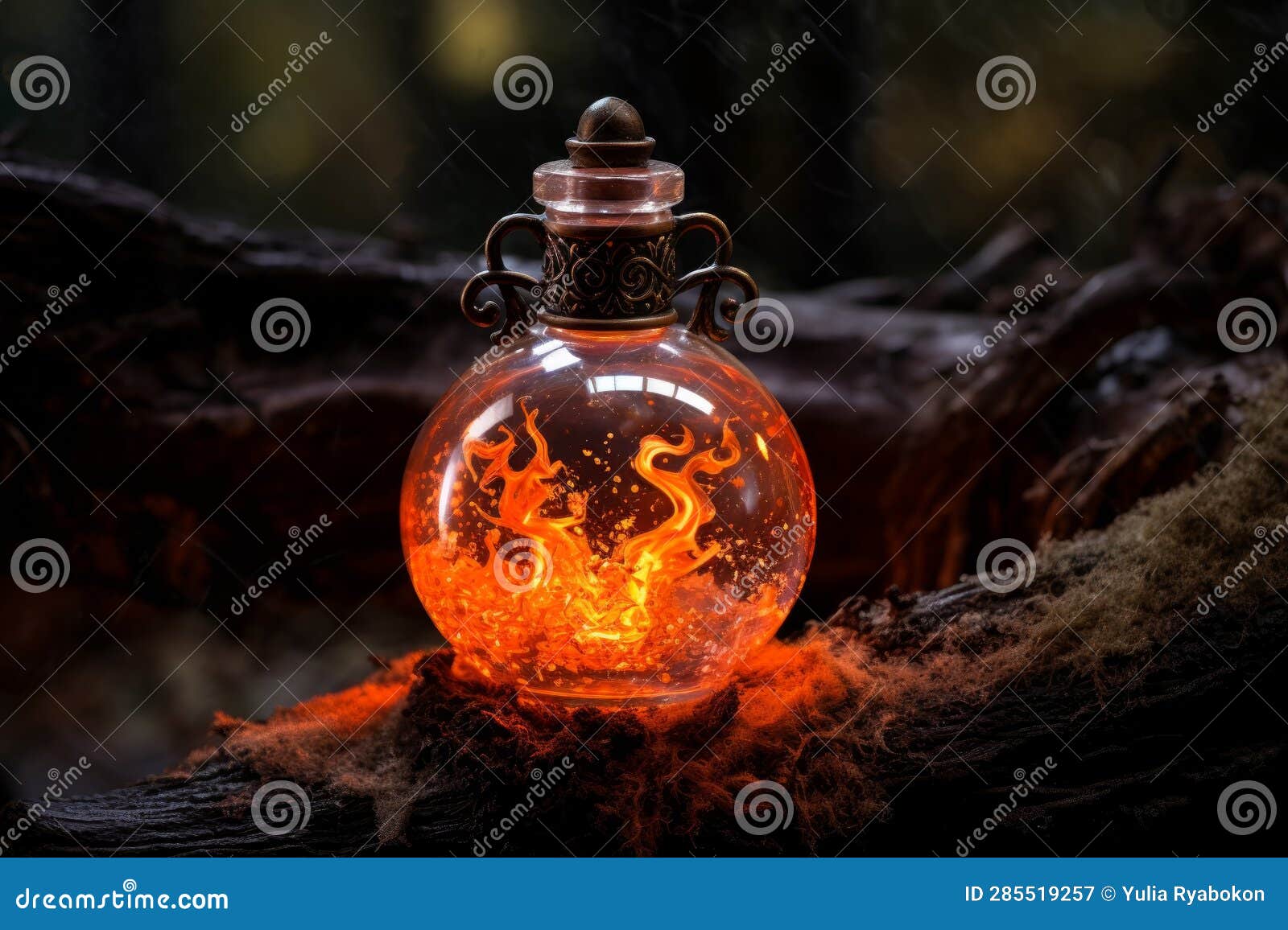 Flask Orange Fire Smoke Bottle. Generate Ai Stock Illustration ...