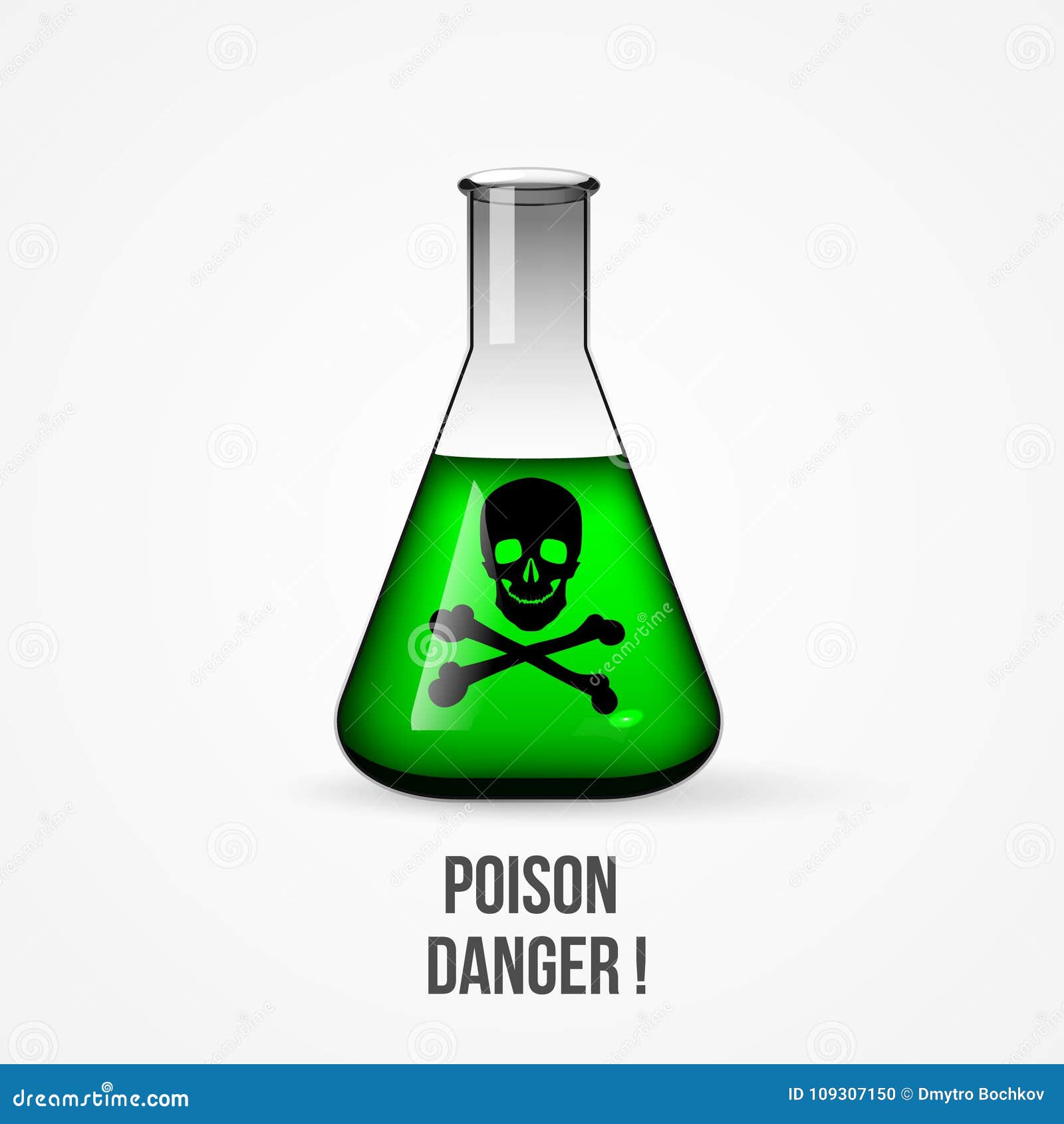 Flask with Poison. Conical Flask with Green Liquid Inside. Isolated on ...