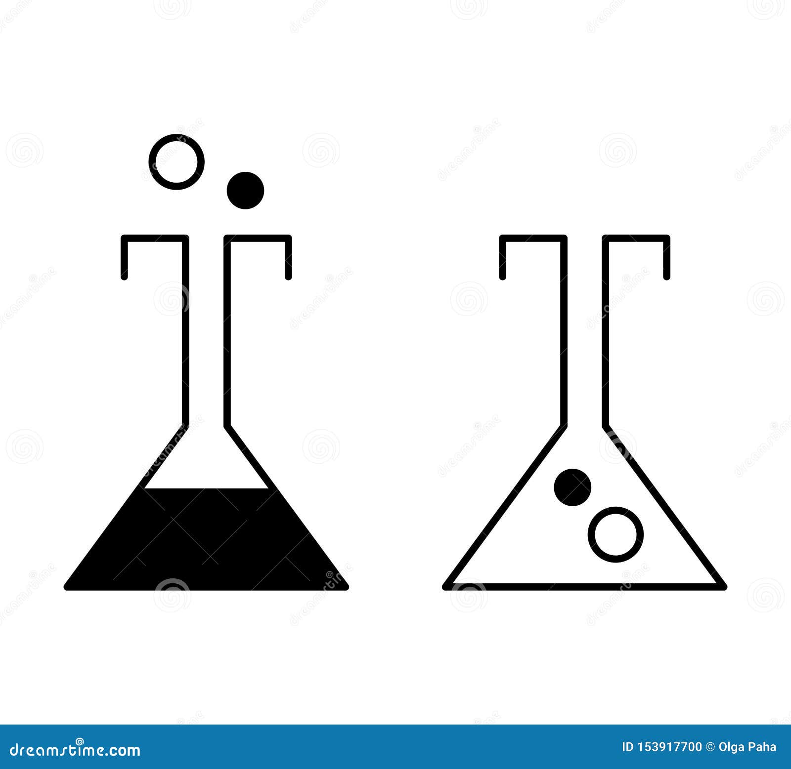 Flask With Reagent. Vector Set Of Illustrations. Isolated White ...
