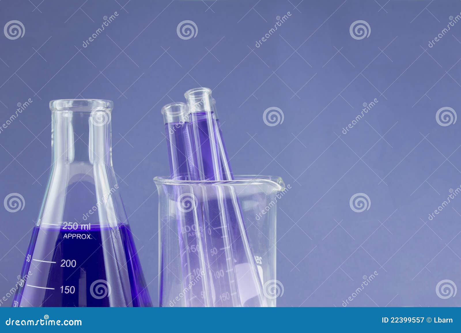 Flask and Test Tubes in Beaker Stock Image - Image of blue, experiment ...