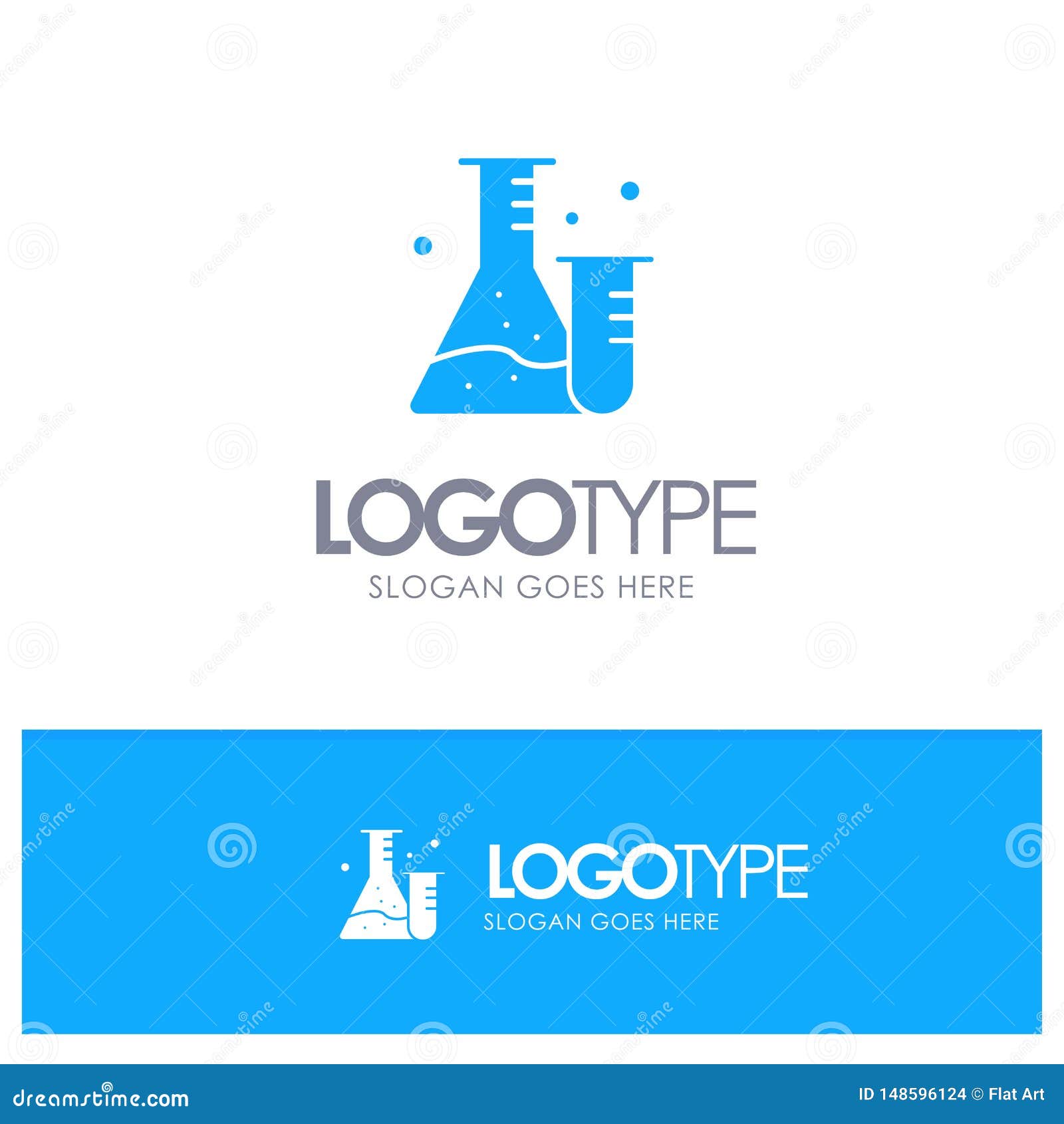 Flask, Tube, Lab, Science Blue Solid Logo with Place for Tagline Stock ...