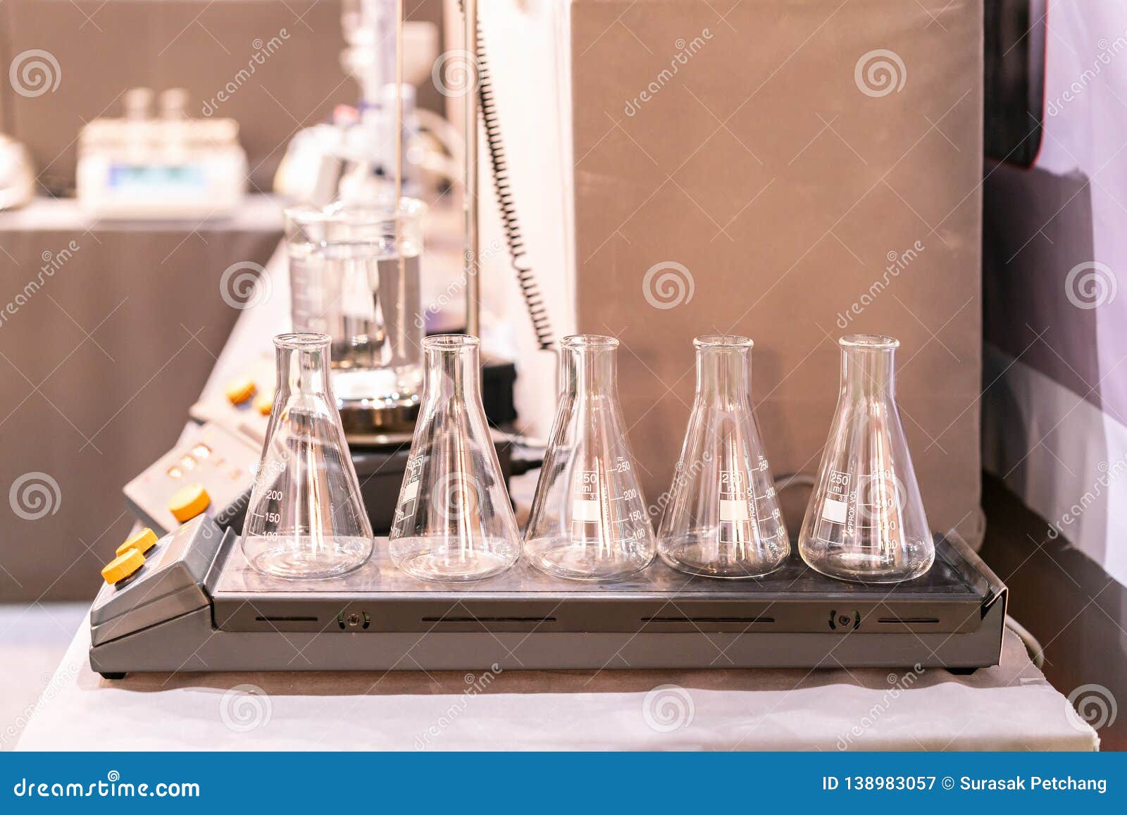 Flask Or Vials Circular For Solution Liquid On Automatic Stir Or ...