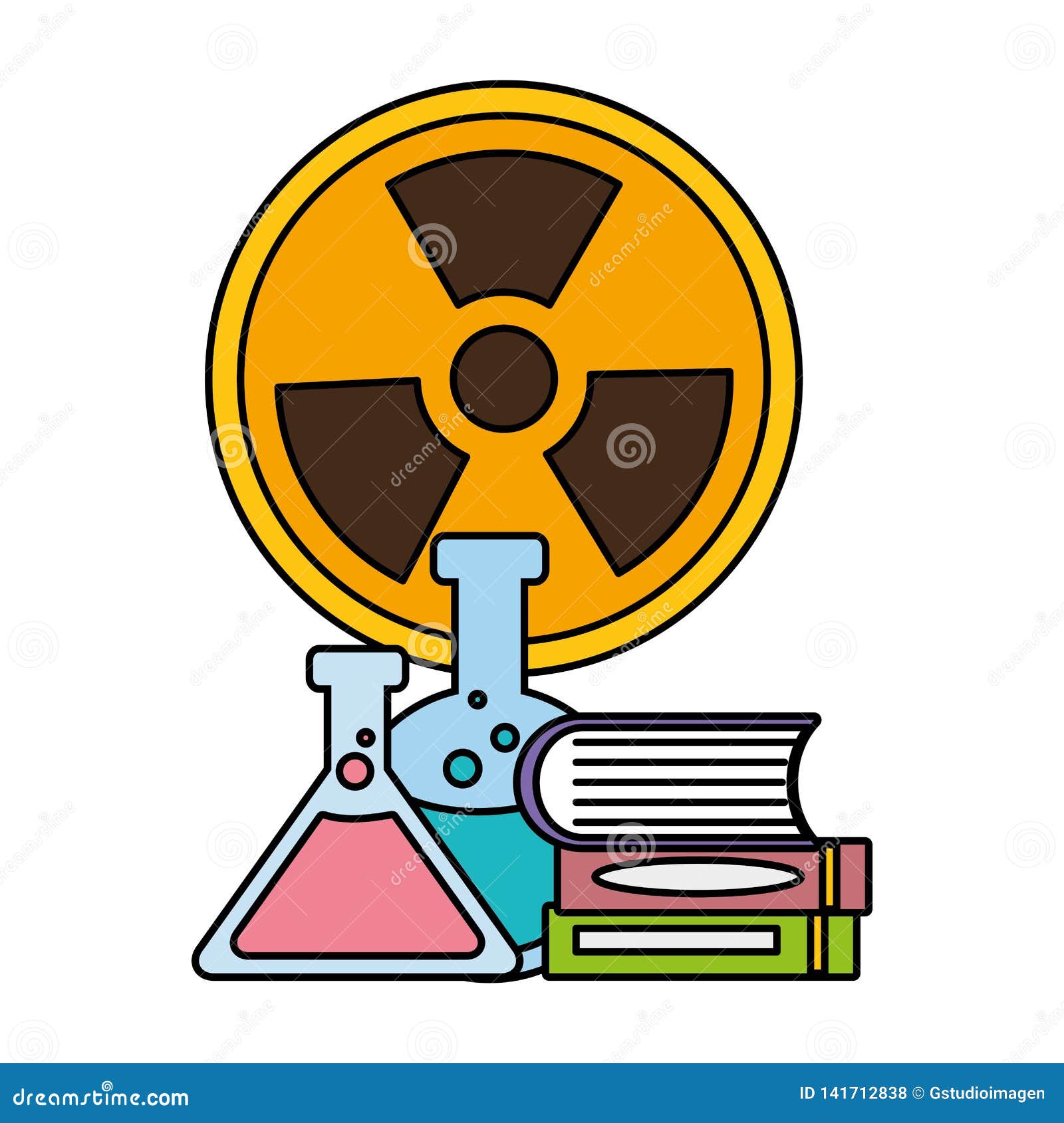 Flasks Books Radiation Sign Stock Vector - Illustration of flask ...