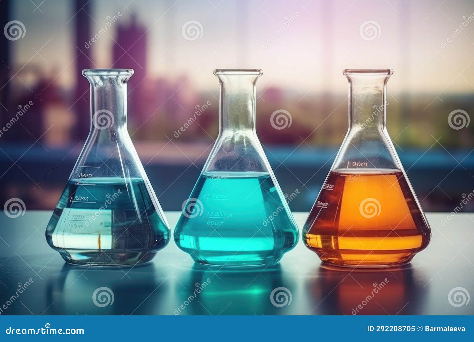 Flasks with Colorful Reagents in Laboratory. Laboratory Diagnostics ...